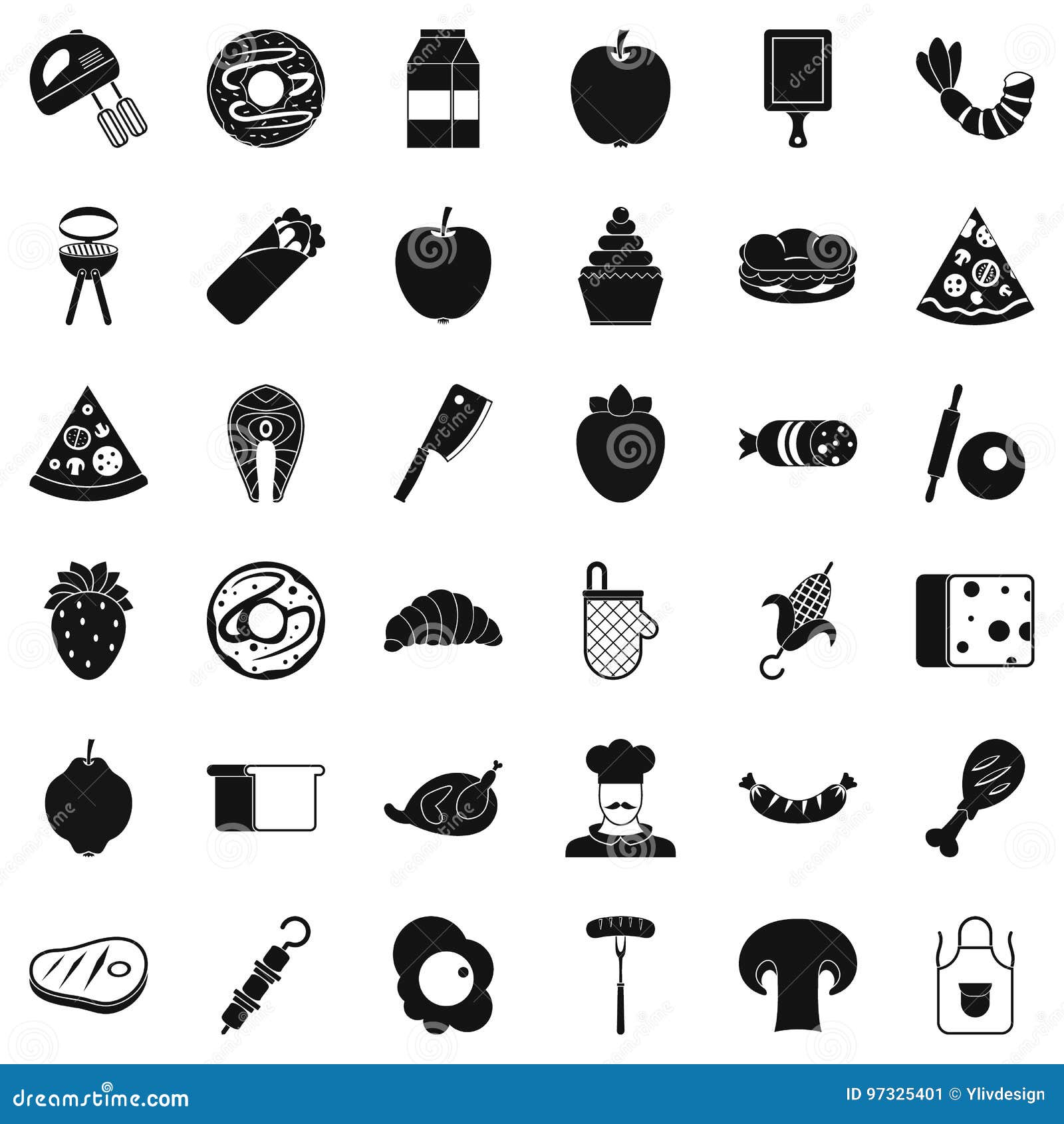 Delicious Dish Icons Set, Simple Style Stock Vector - Illustration of ...