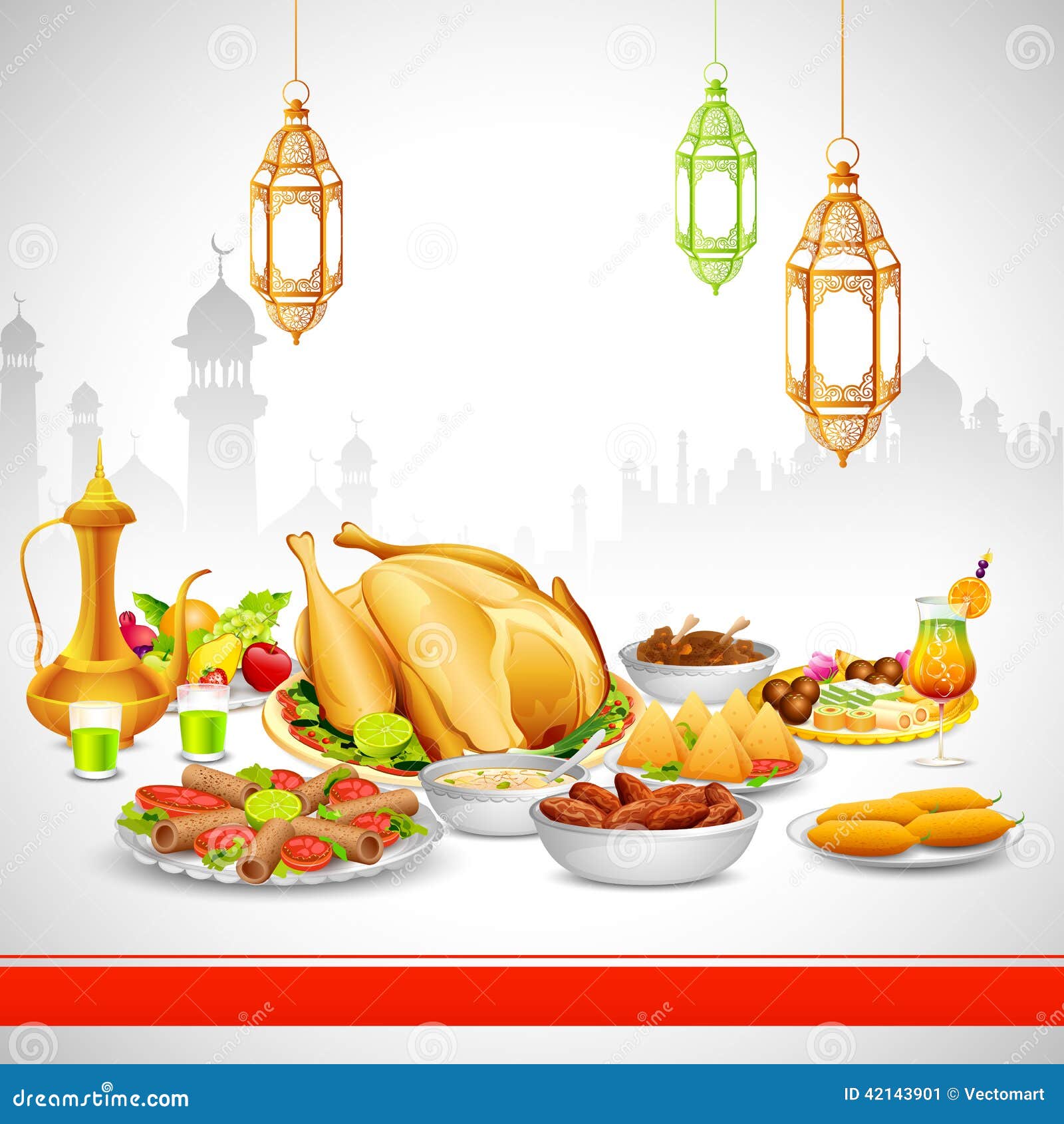 Delicious Dishes for Iftar Party Stock Vector - Illustration of diet ...