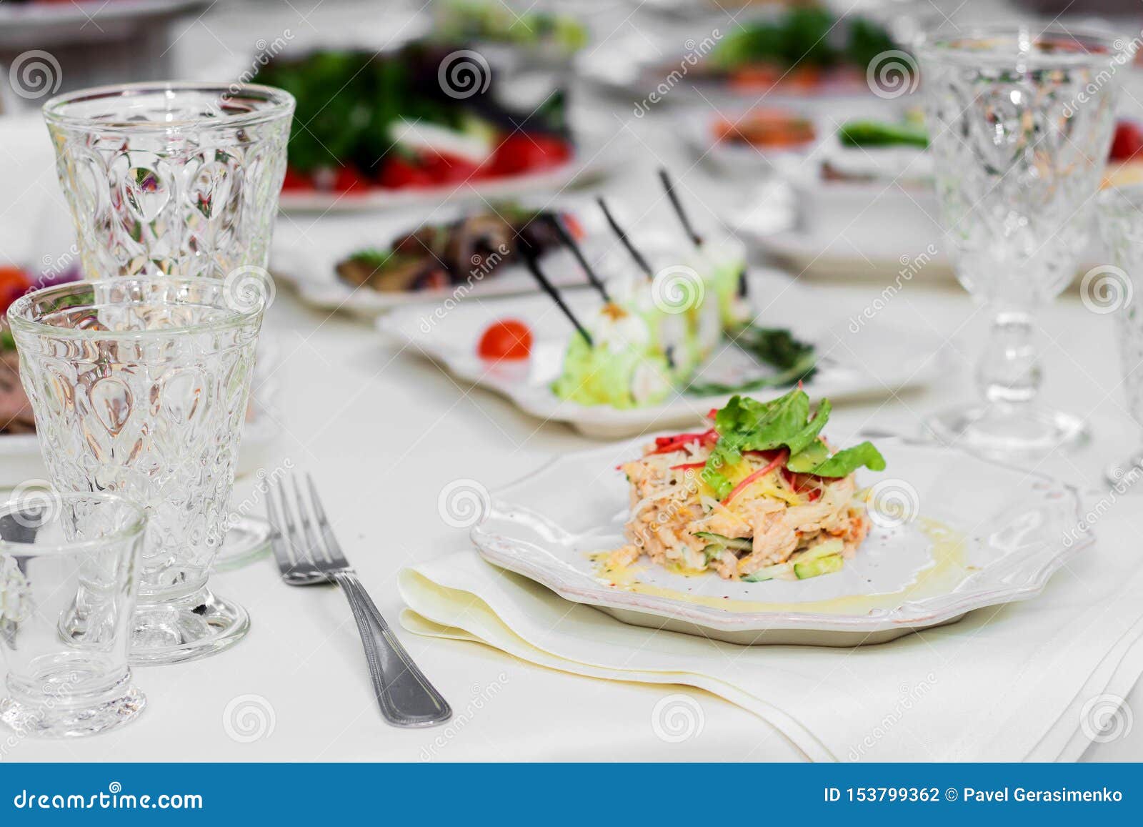 Delicious Dishes on the Table in the Restaurant. Wedding, Banquet Stock ...