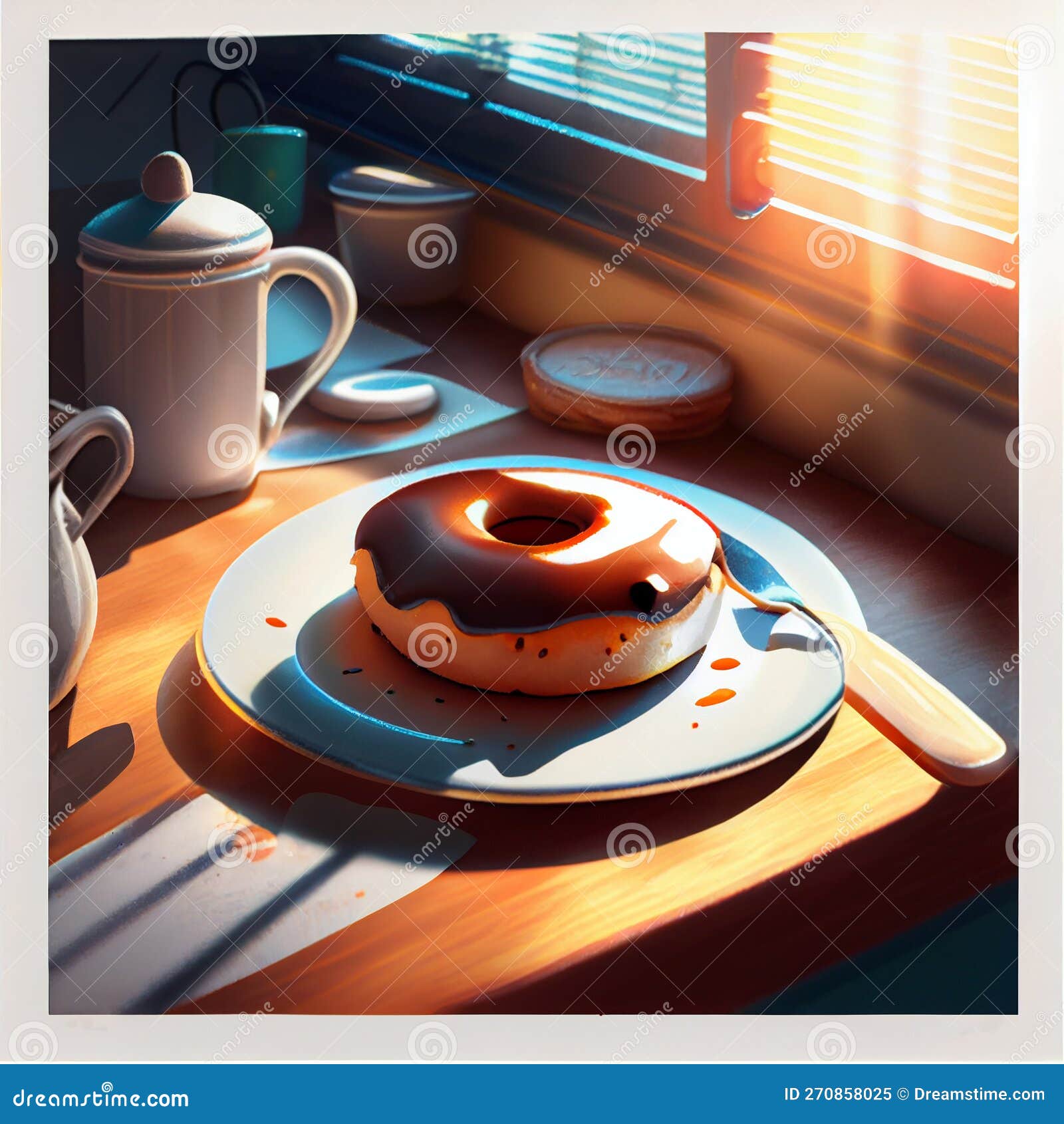 Delicious Donut with Icing on the Table. AI Generated Stock ...