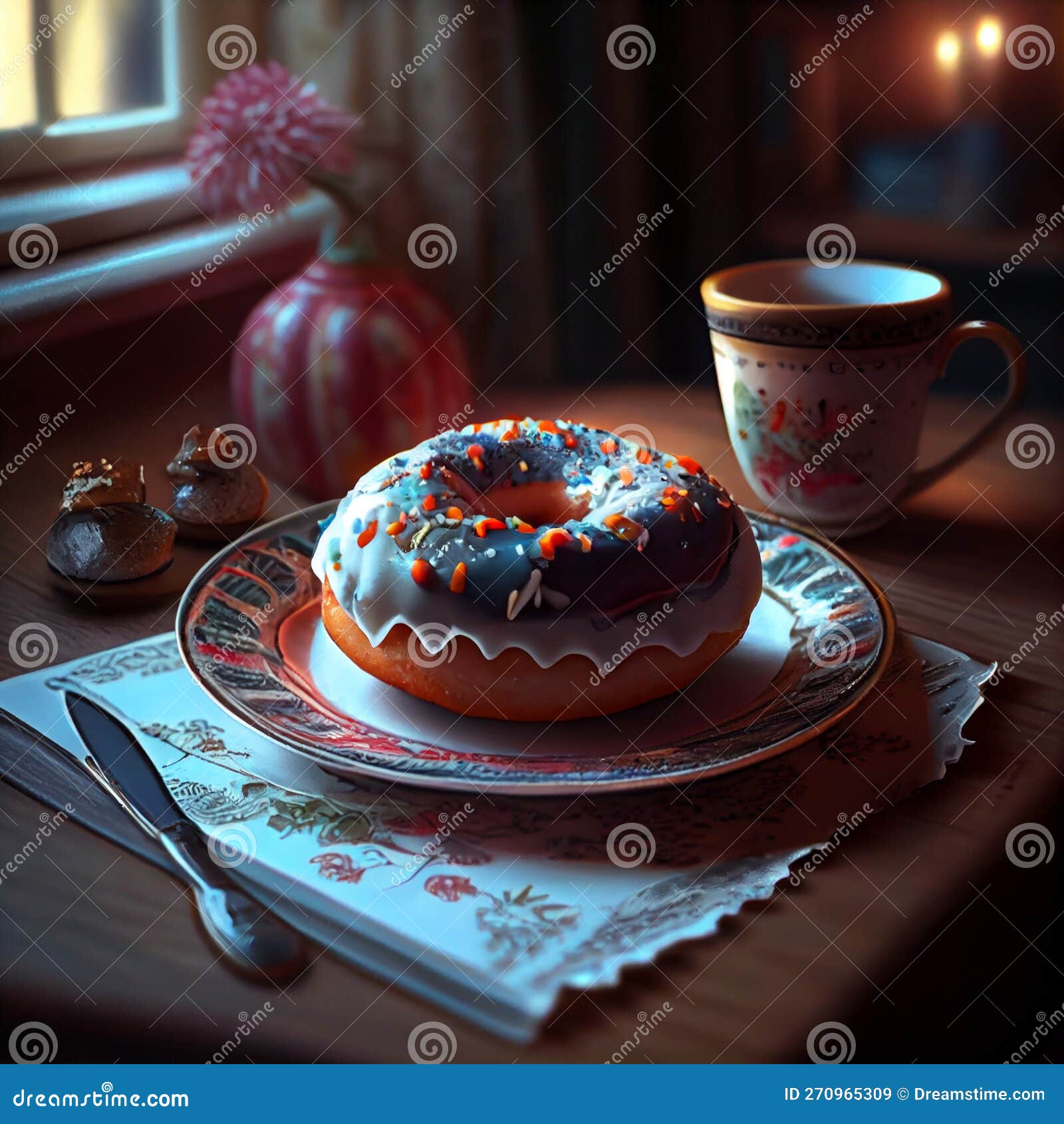 Delicious Donut with Icing on the Table. AI Generated Stock ...