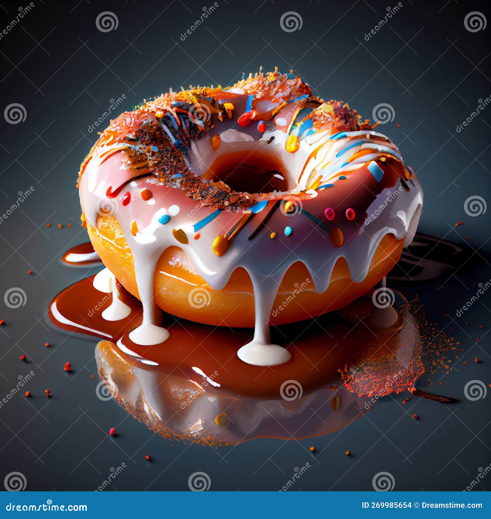 Delicious Donut with Icing on the Table. AI Generated Stock ...
