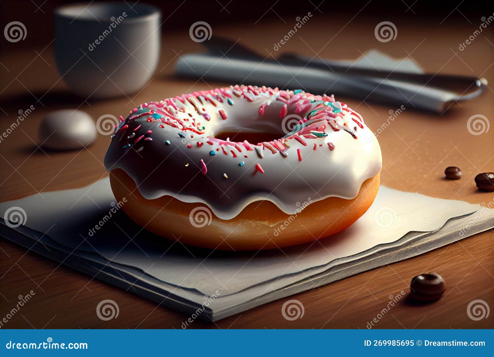 Delicious Donut with Icing on the Table. AI Generated Stock ...