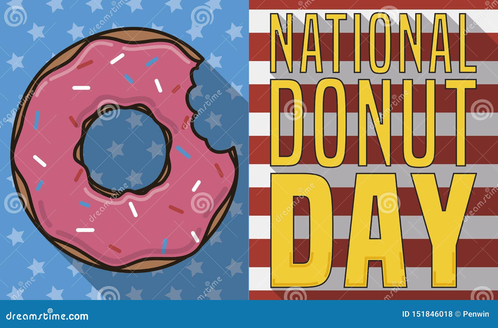 Delicious Donut Over U.S.a. Flag for Doughnut Day Celebration, Vector ...