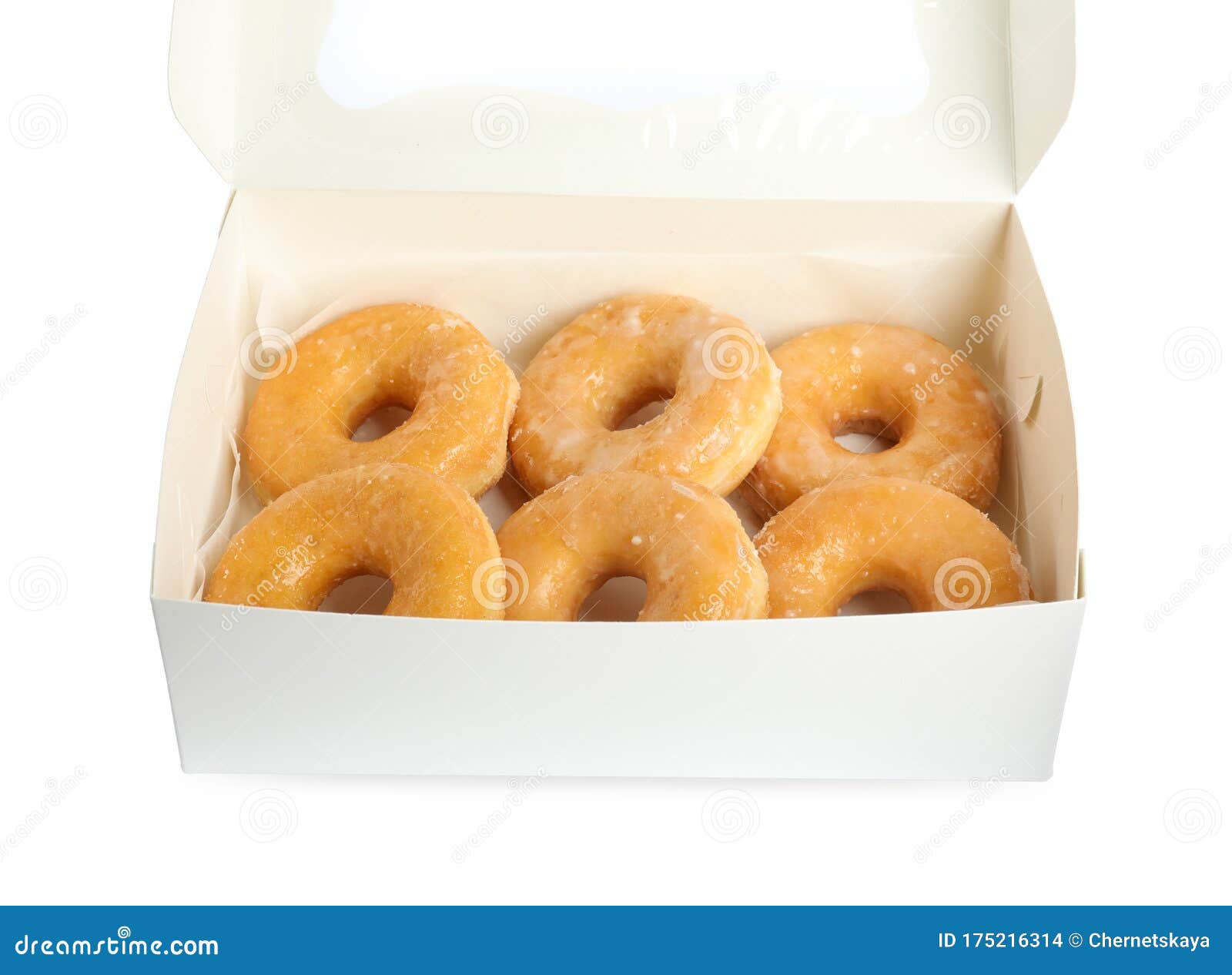 Delicious Donuts in Box Isolated on White Stock Photo - Image of circle ...