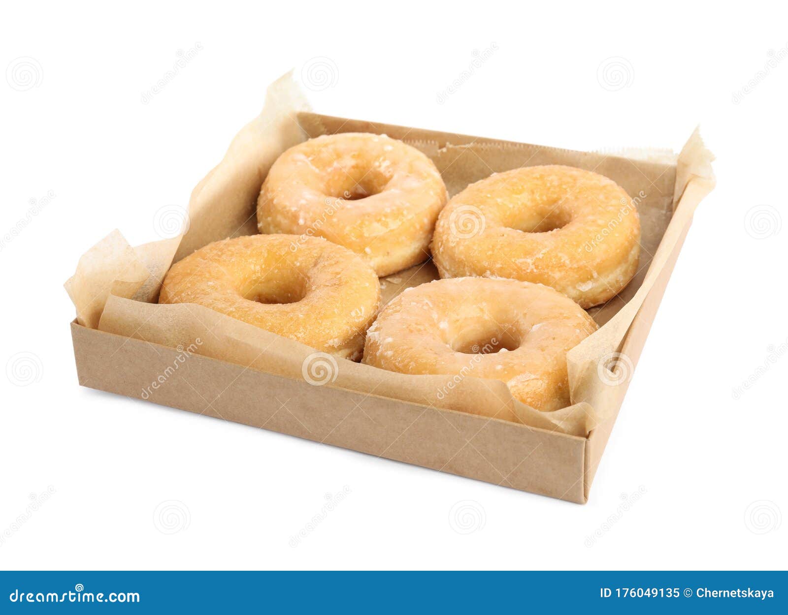 Delicious Donuts in Box Isolated Stock Image - Image of group ...
