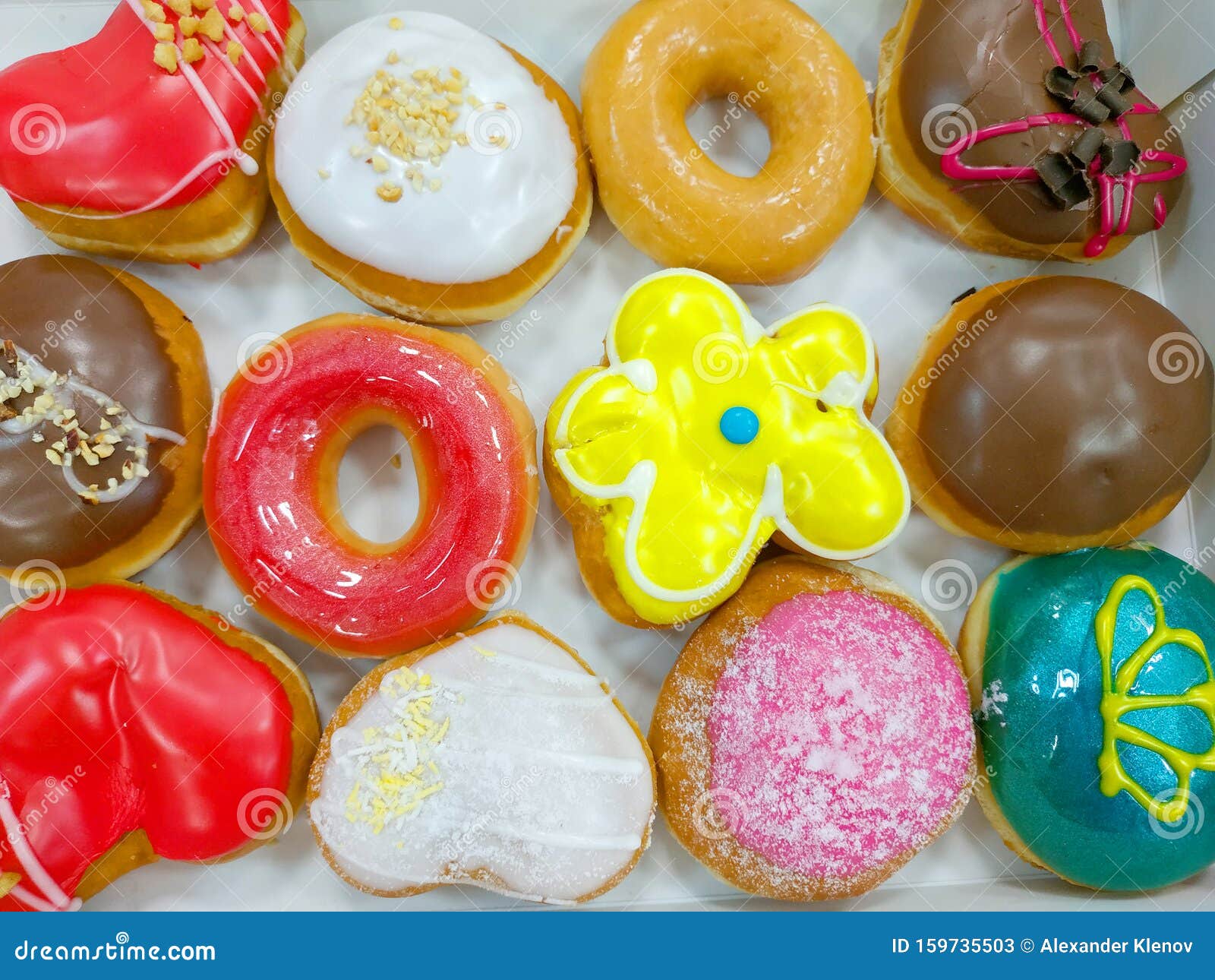 Delicious Donuts Covered with Multi-colored Glaze Stock Image - Image ...