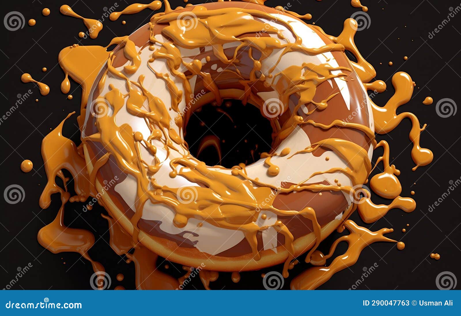 Delicious Donuts Drizzled with Caramel Sauce Created by, Generative AI ...