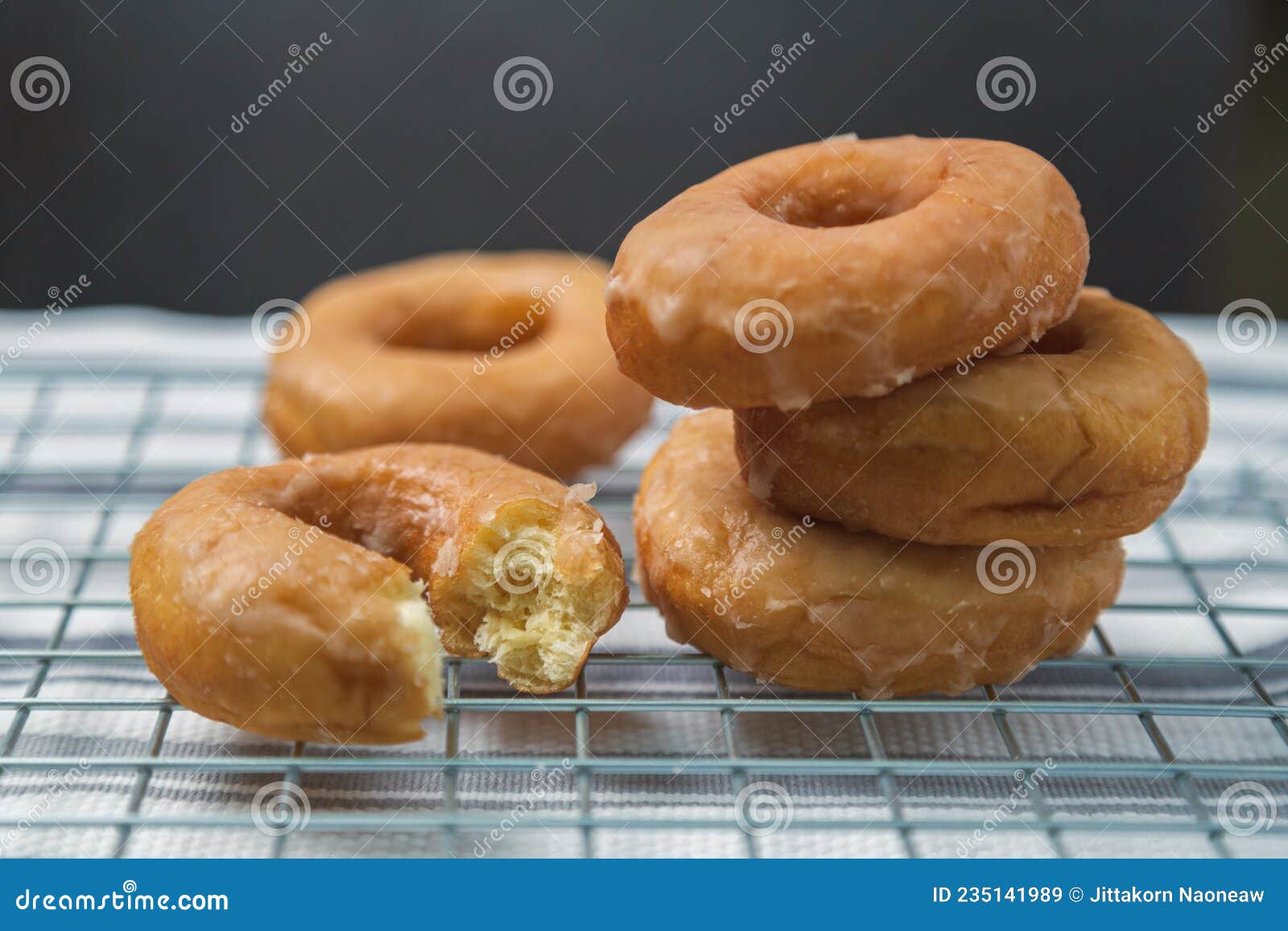 Delicious Donuts on Iron Griddle Covered with Cloth Stock Image - Image ...