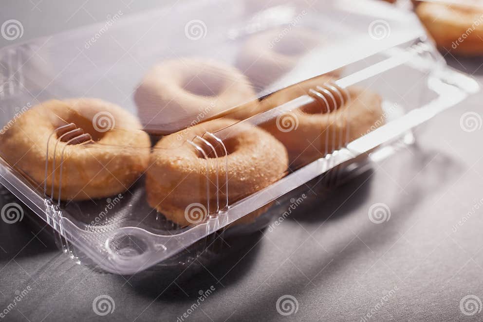 Delicious Donuts in a Plastic Container Stock Image - Image of ...