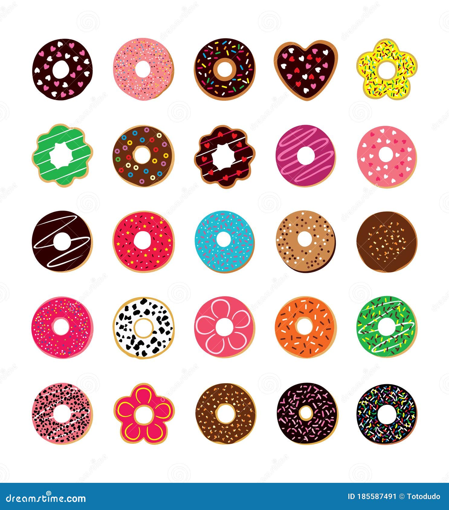 Delicious Donuts Vector Graphic Collection Stock Vector - Illustration ...