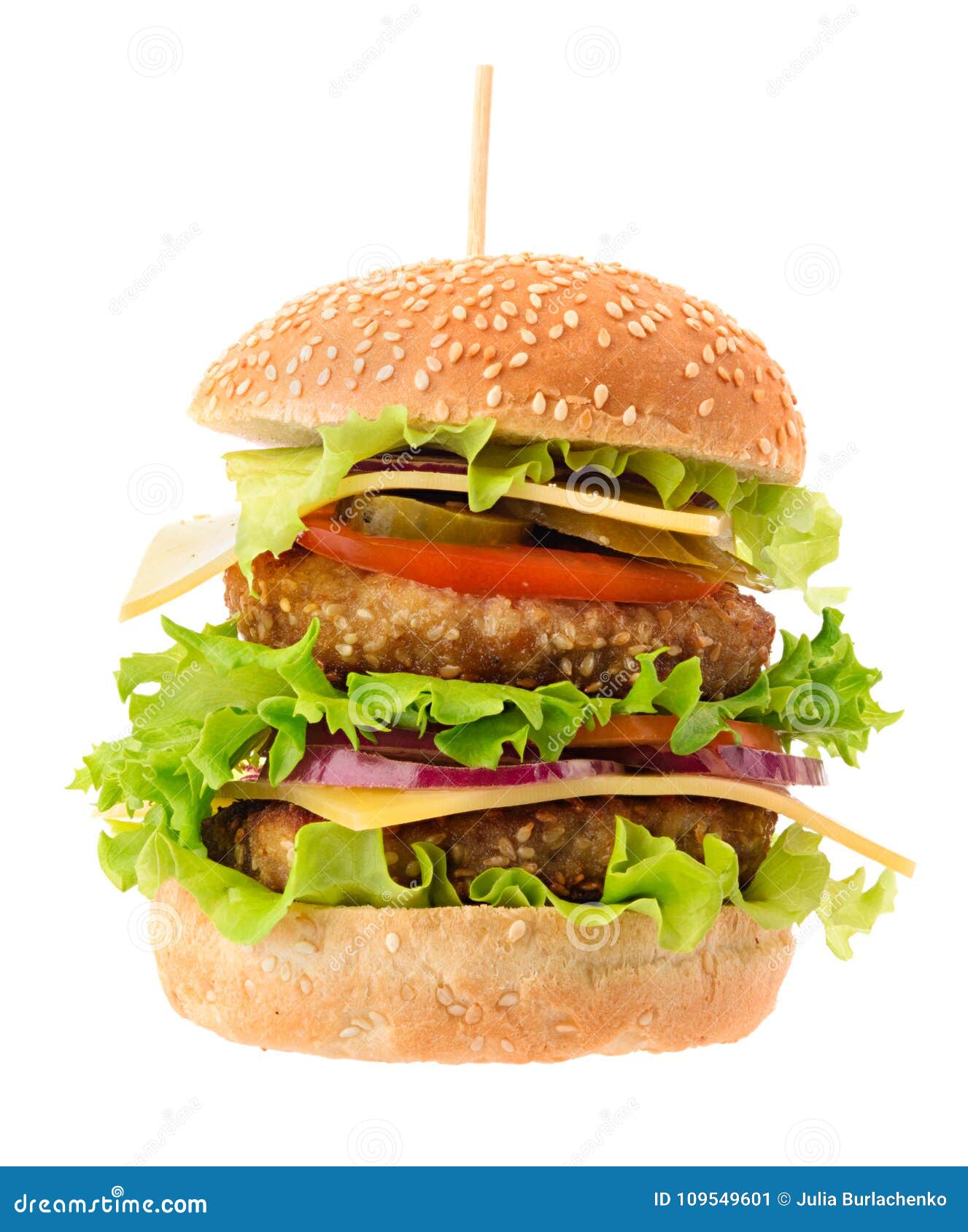 Delicious Double Burger on White Stock Image - Image of fresh, lettuce ...