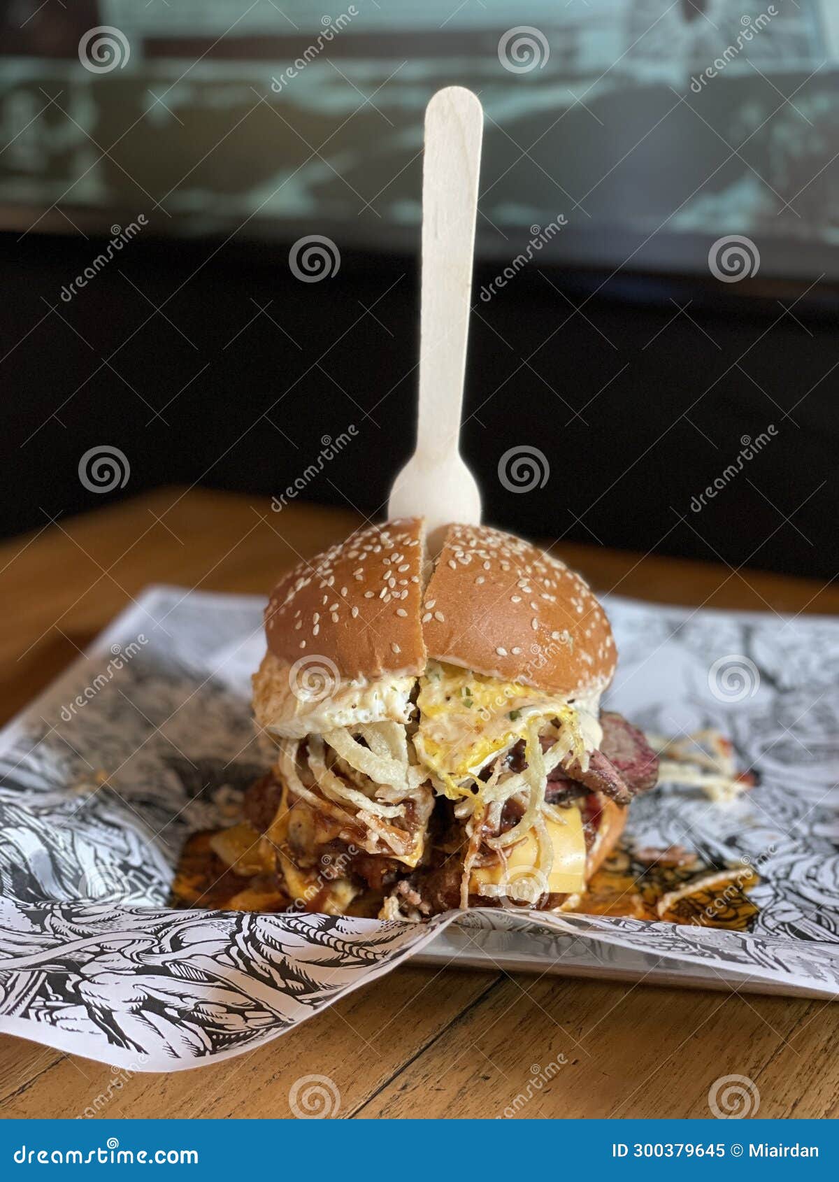 A Delicious Double Meat Burger on the Table Stock Image - Image of ...