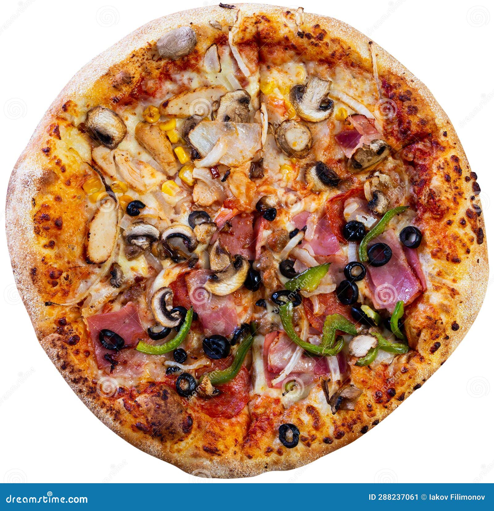 Delicious Double Pizza with Different Sets of Ingredients on Slices ...