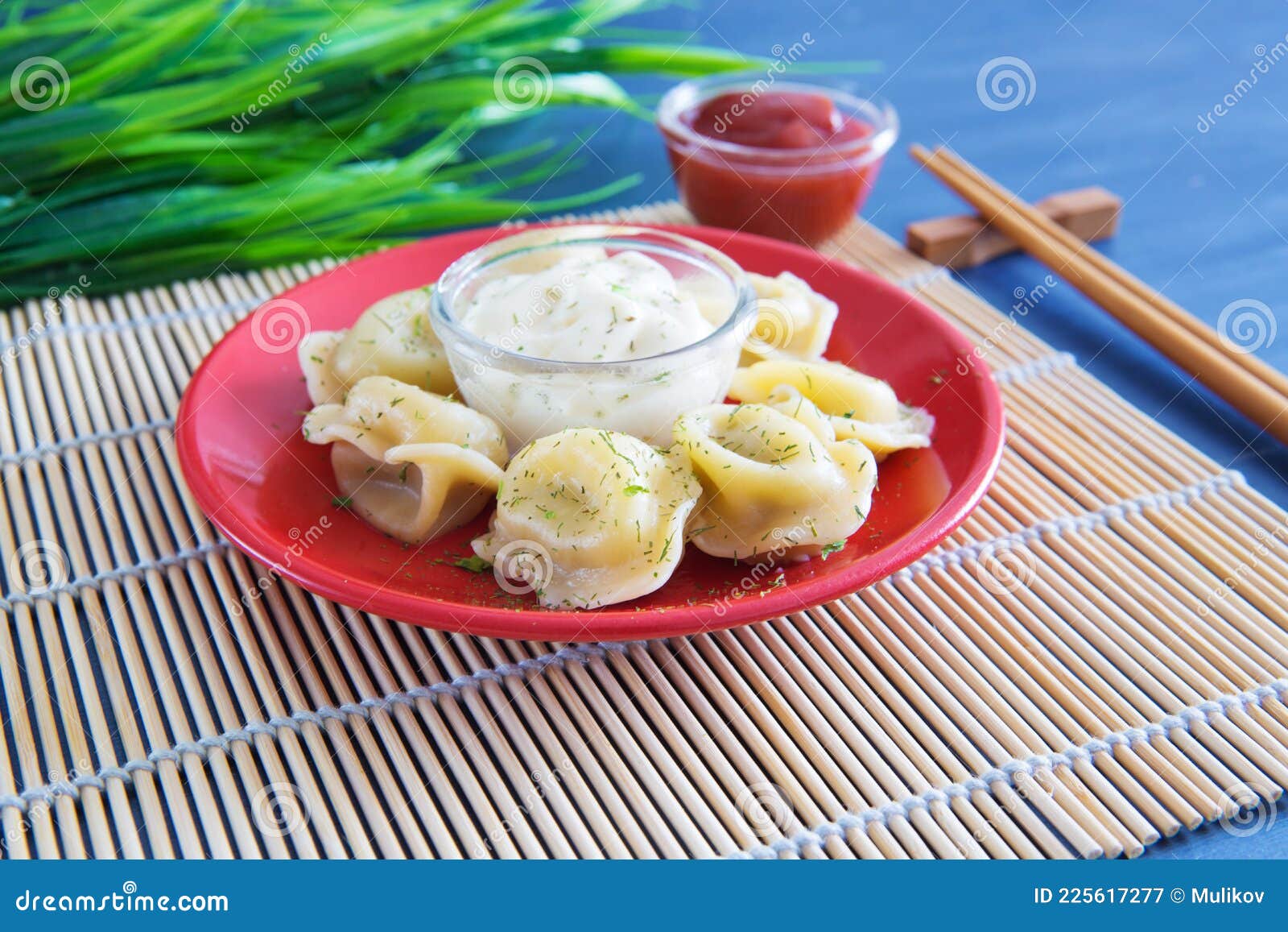 Delicious Dumplings in the Pot on the Table Fresh Boiled Dumplings with ...