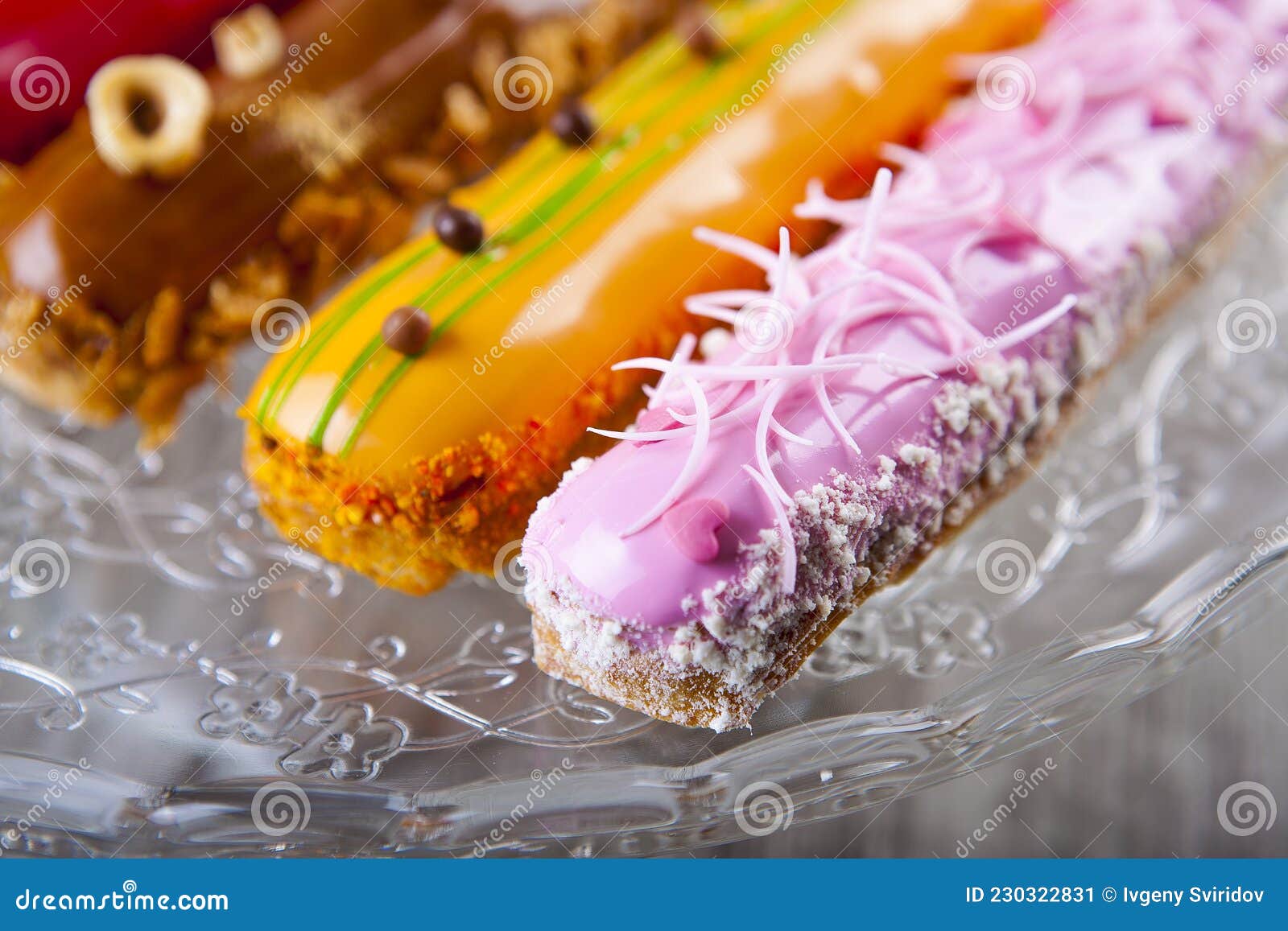 Delicious Eclairs with Various Fillings Stock Image - Image of pastry ...