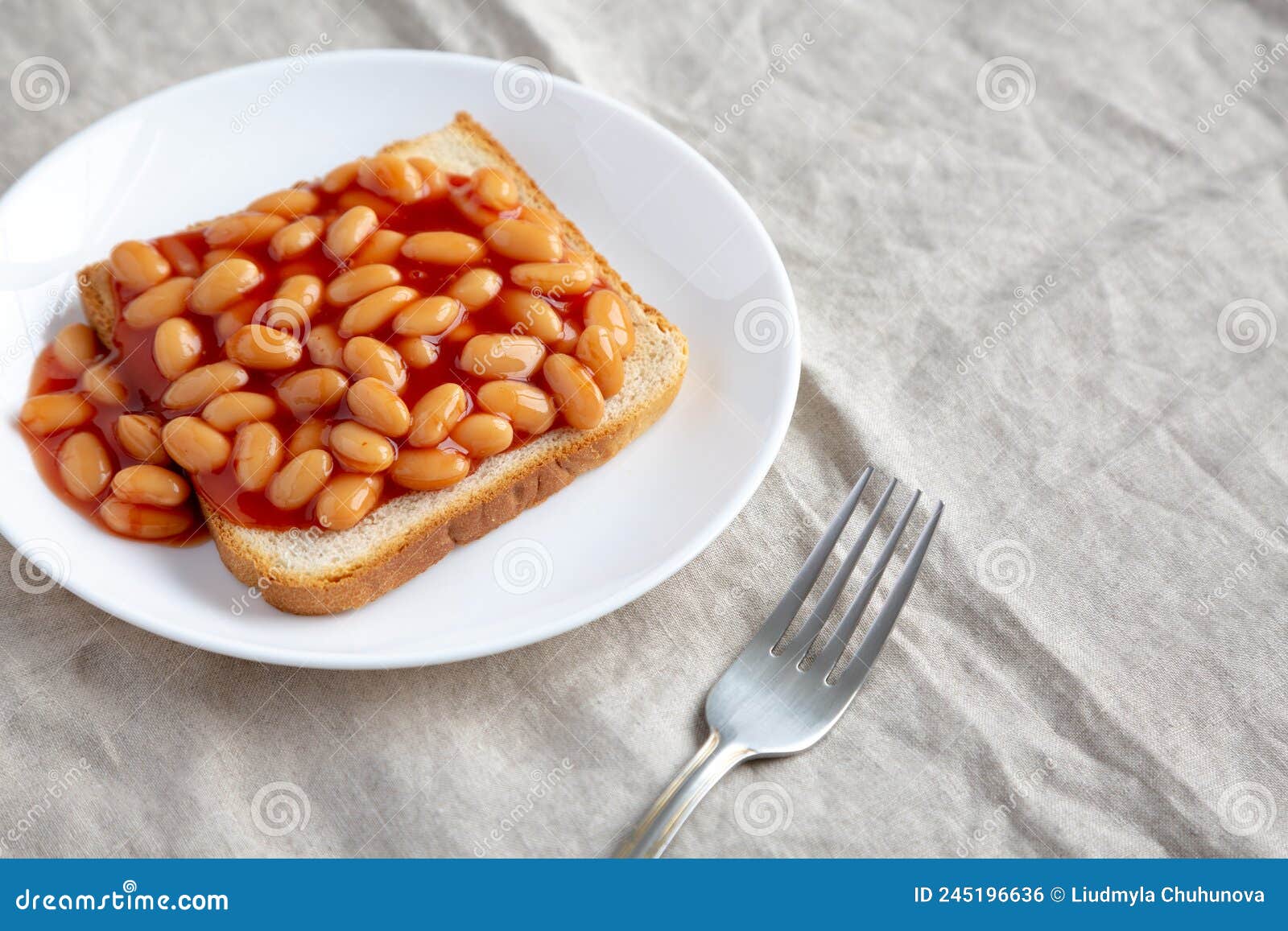 Delicious English Beans on Toast, Side View Stock Photo - Image of ...