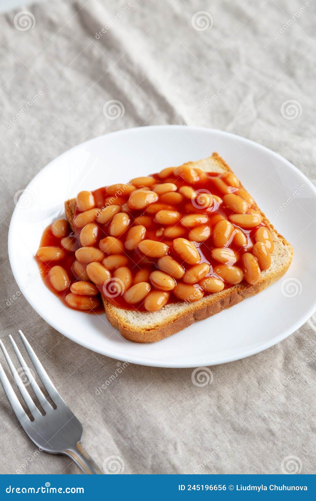 Delicious English Beans on Toast, Side View Stock Photo - Image of ...