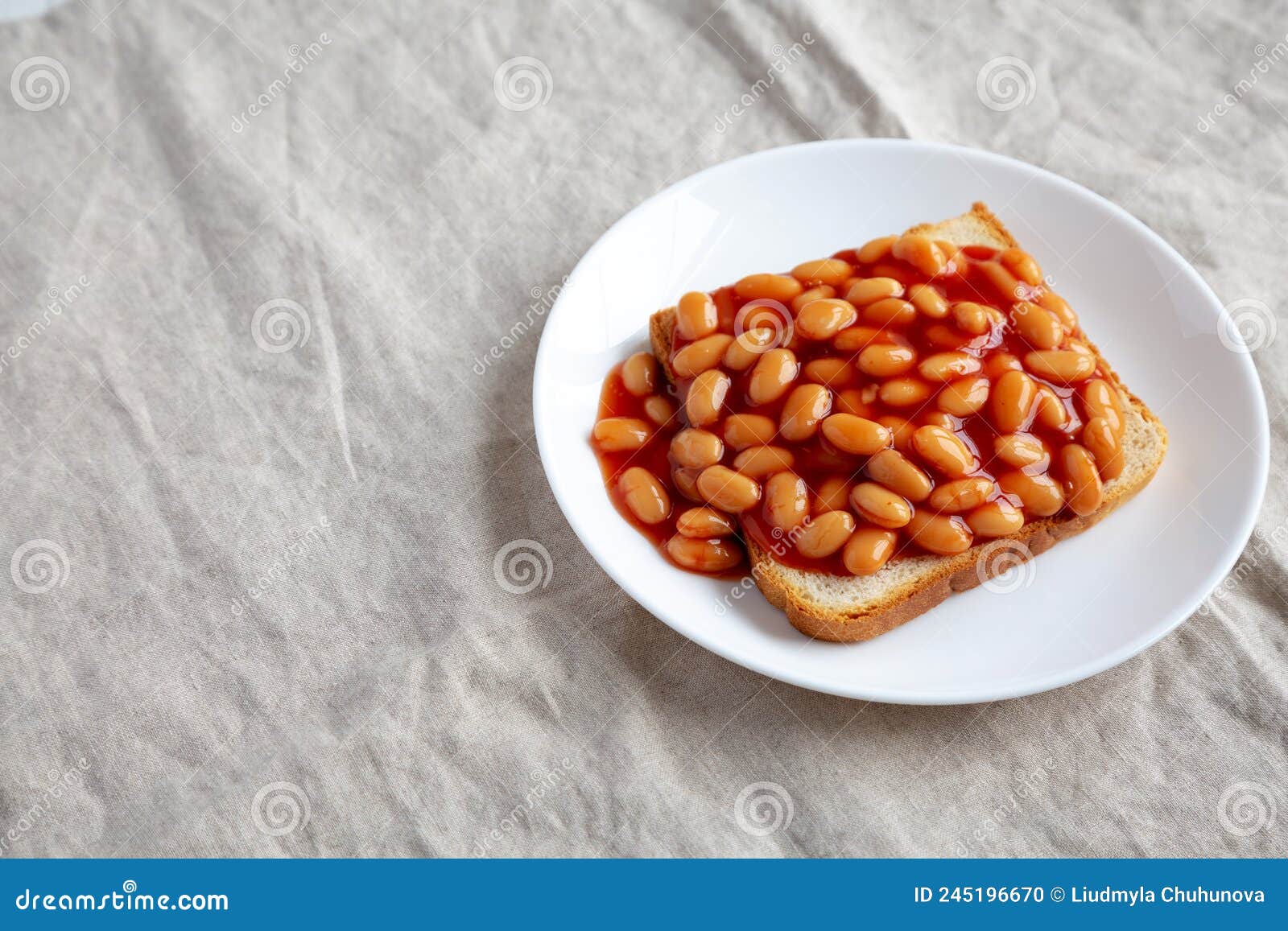 Delicious English Beans on Toast, Side View. Copy Space Stock Photo ...