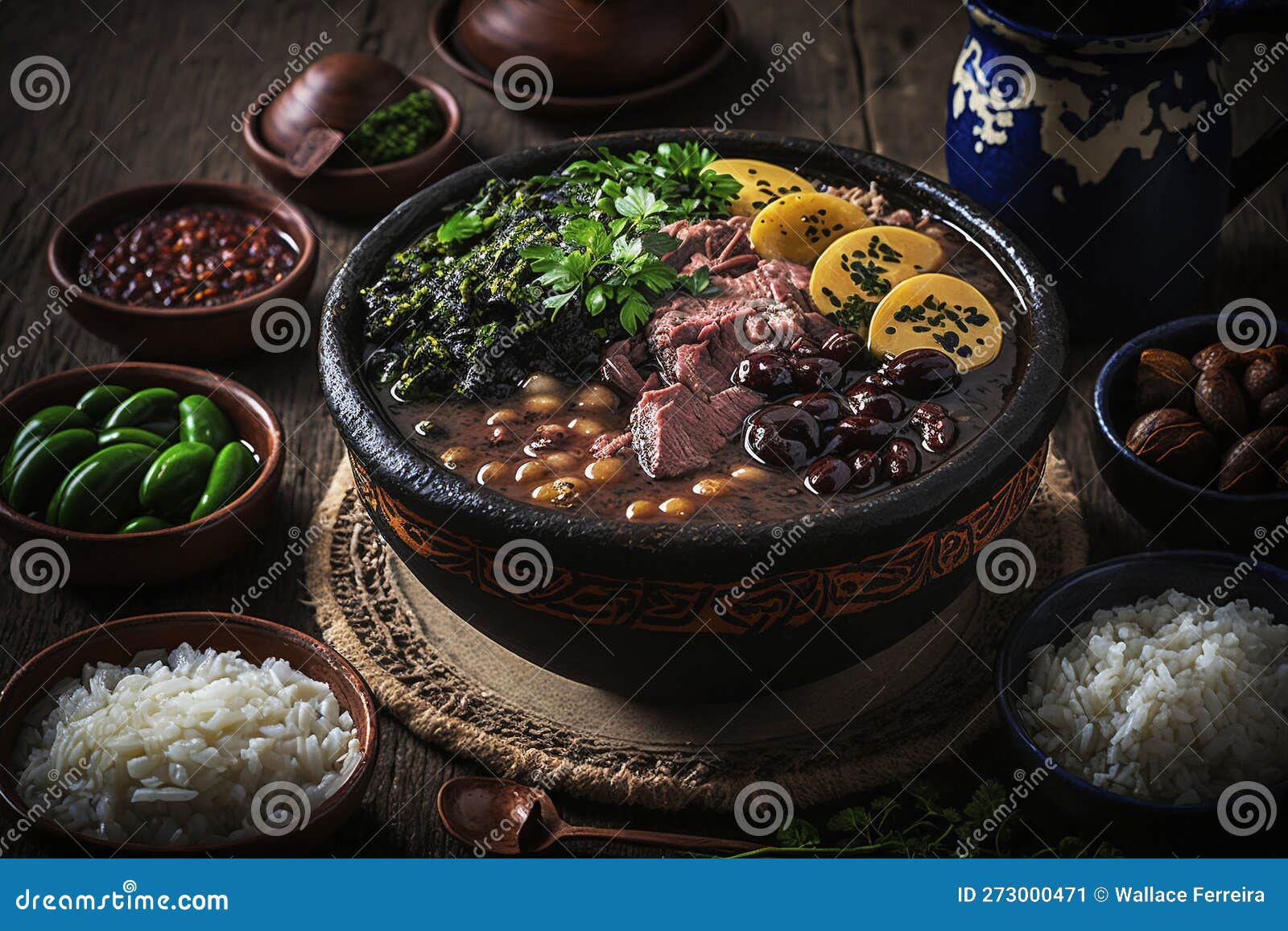 Delicious Feijoada Complete On The Table. Brazilian Traditional Food ...