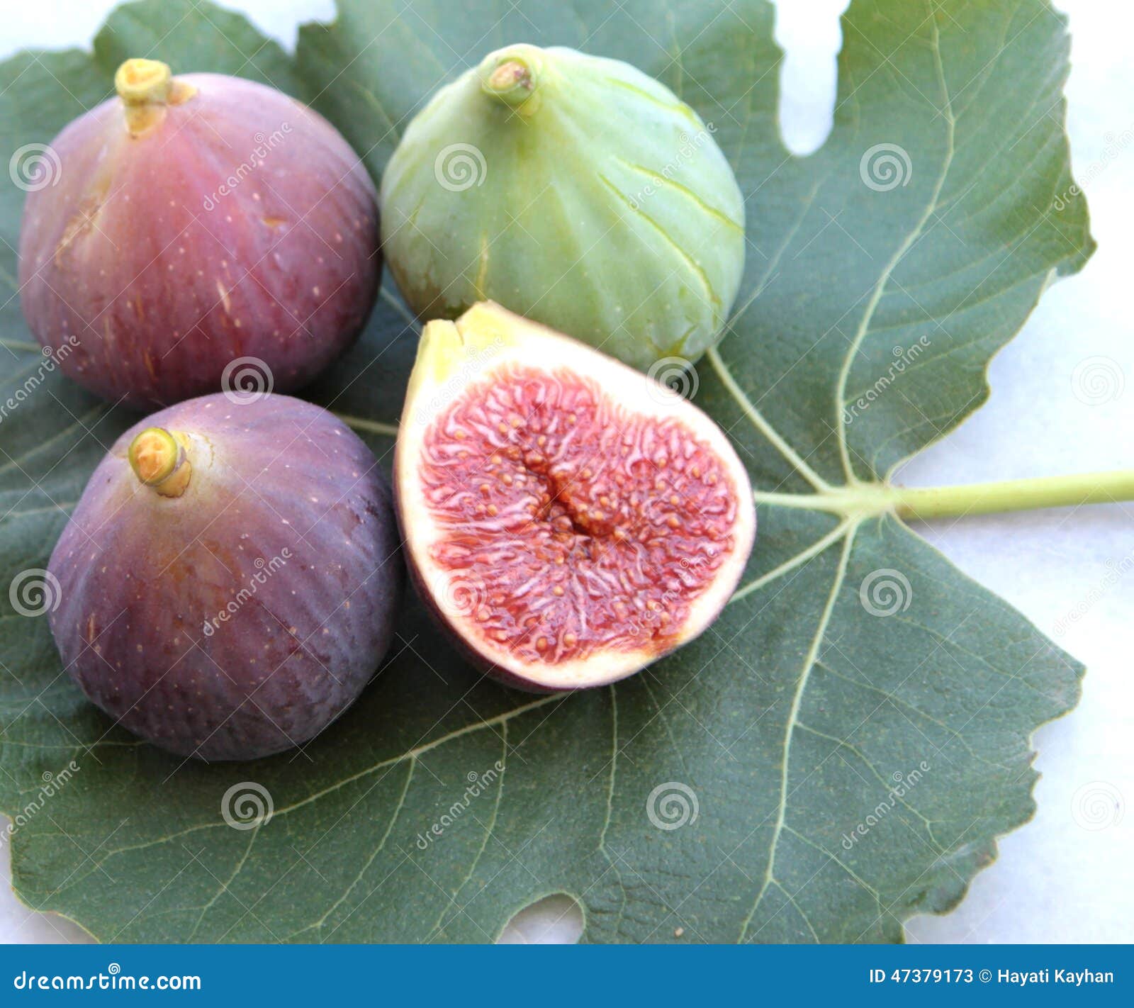 Delicious Figs on a Fig Leaf. Stock Image - Image of object, chopped ...