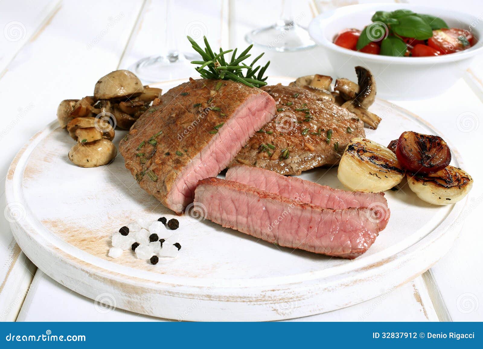 Delicious Fillet Steak White Table Stock Photo - Image of rosemary ...