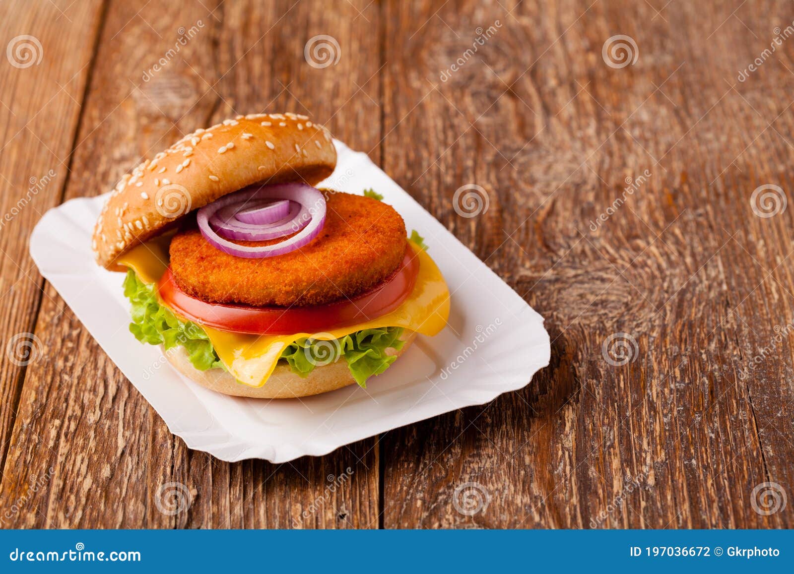 Delicious Fish Burger, Servwed on a Paper Try Stock Photo - Image of ...