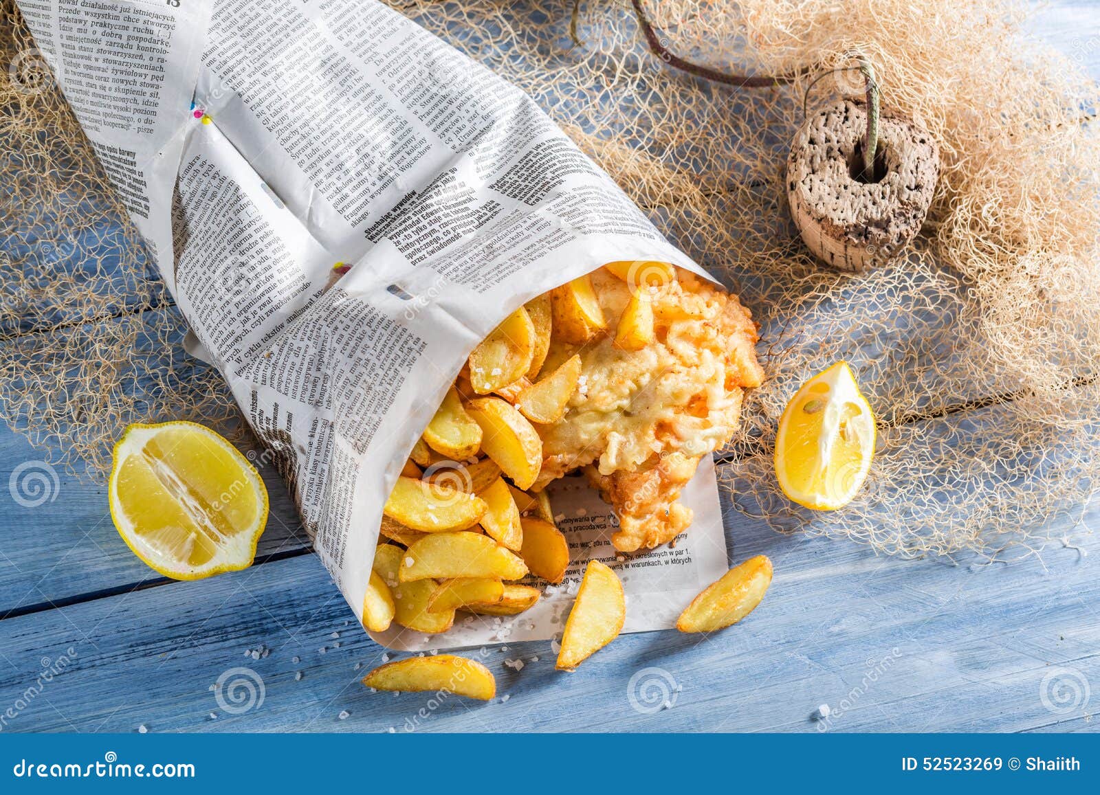 Delicious Fish and Chips Served in Paper Stock Image - Image of ...