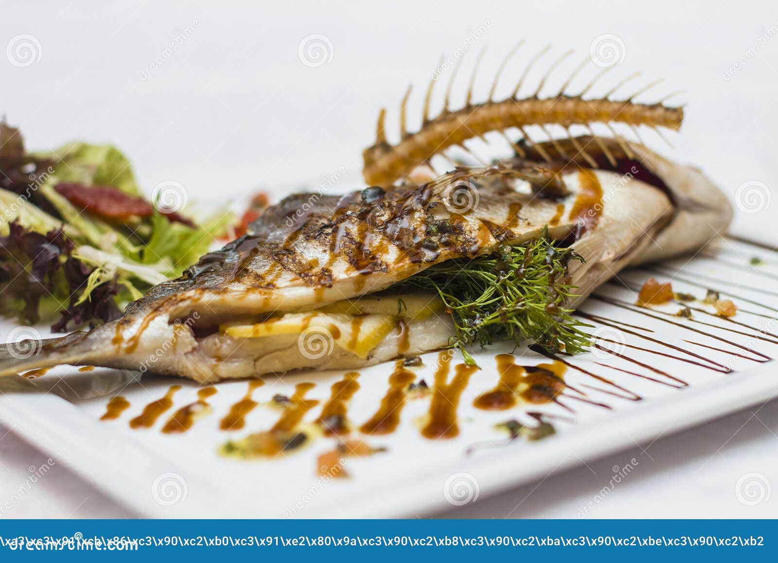 Delicious fish kebabs stock image. Image of dish, marble - 39273087