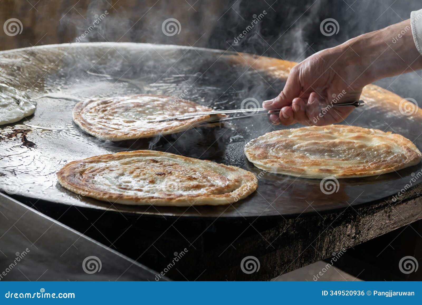 Delicious Flatbread Cooking on Hot Surface Stock Photo - Image of lunch ...