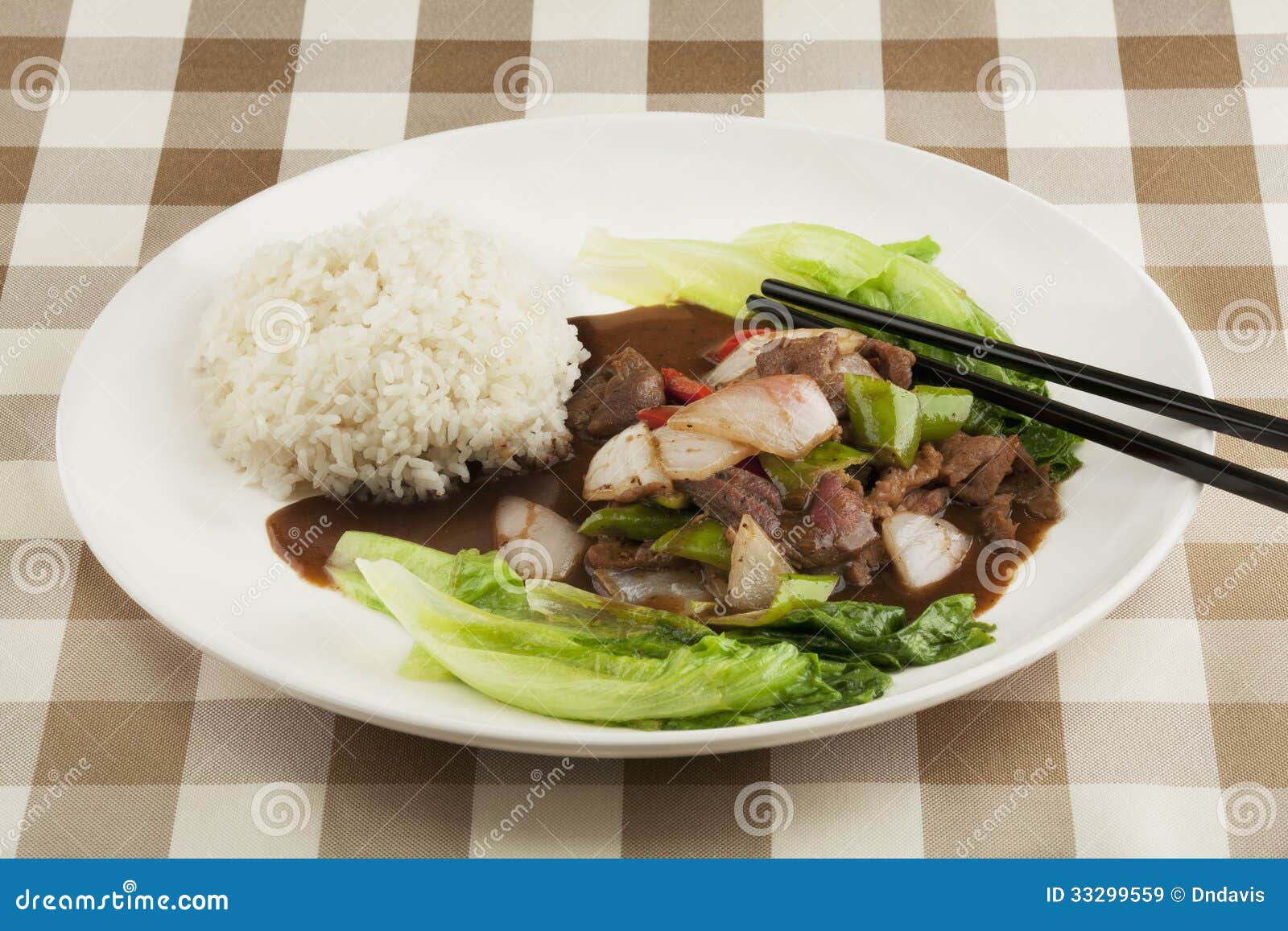 Chinese Beef, Vegetables and Rice Stock Image - Image of dish ...