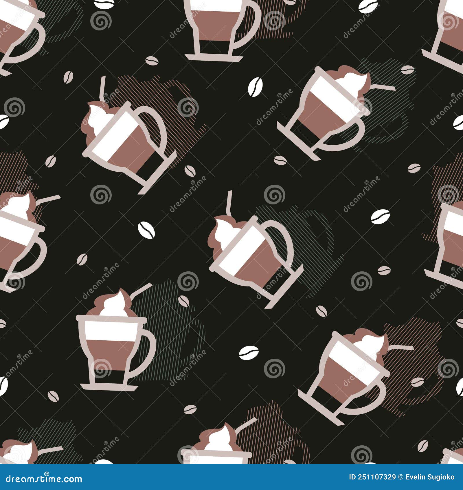 Delicious Frappe Drink Vector Graphic Seamless Pattern Stock Vector ...