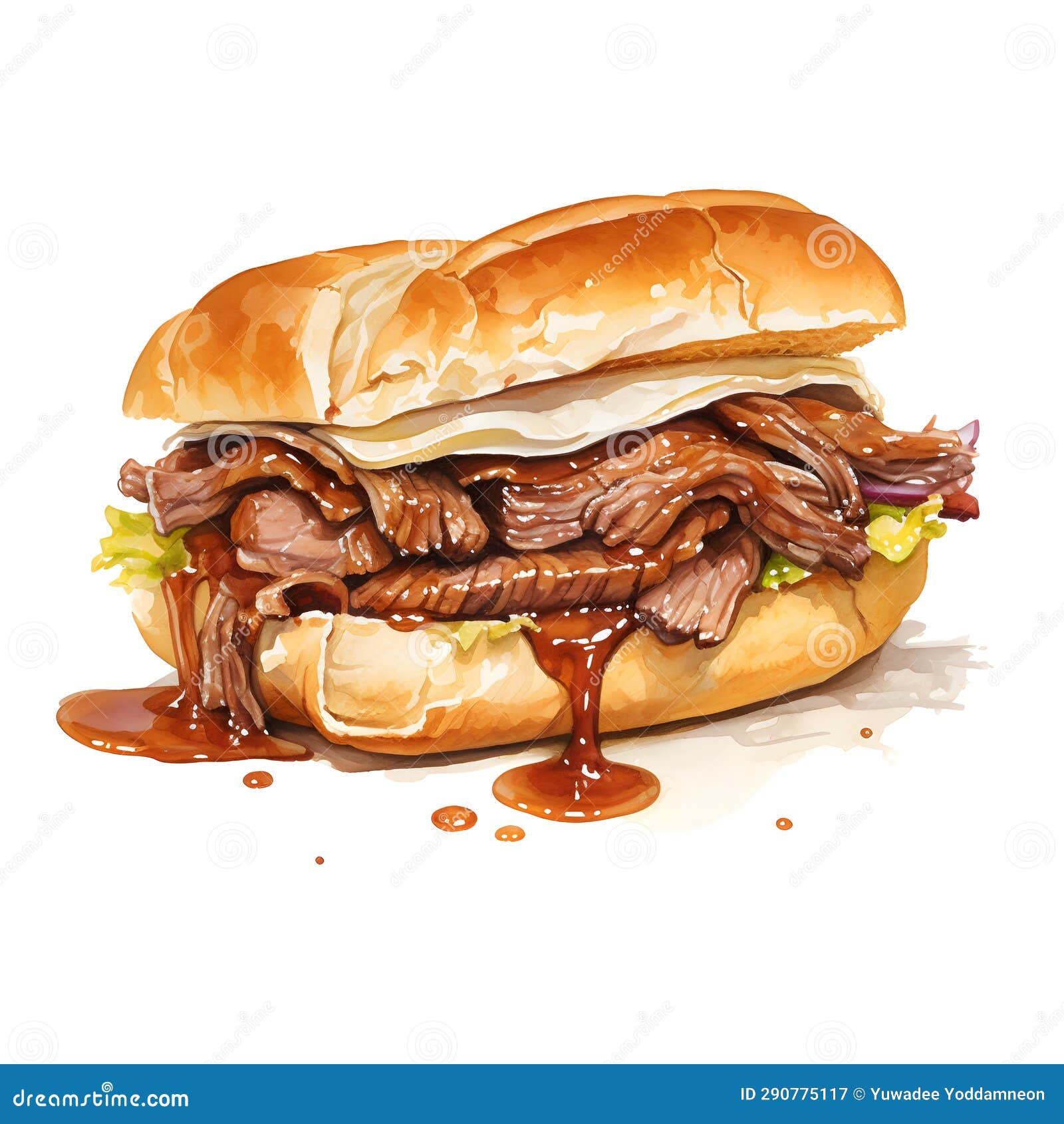 Delicious French Dip Sandwich Stock Illustration - Illustration of ...