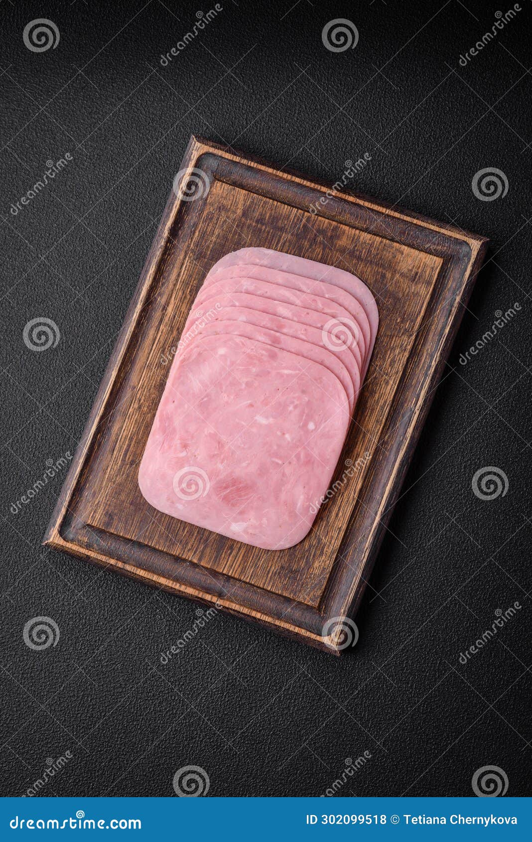 Delicious Fresh Ham Cut into Slices with Salt, Spices and Herbs Stock ...