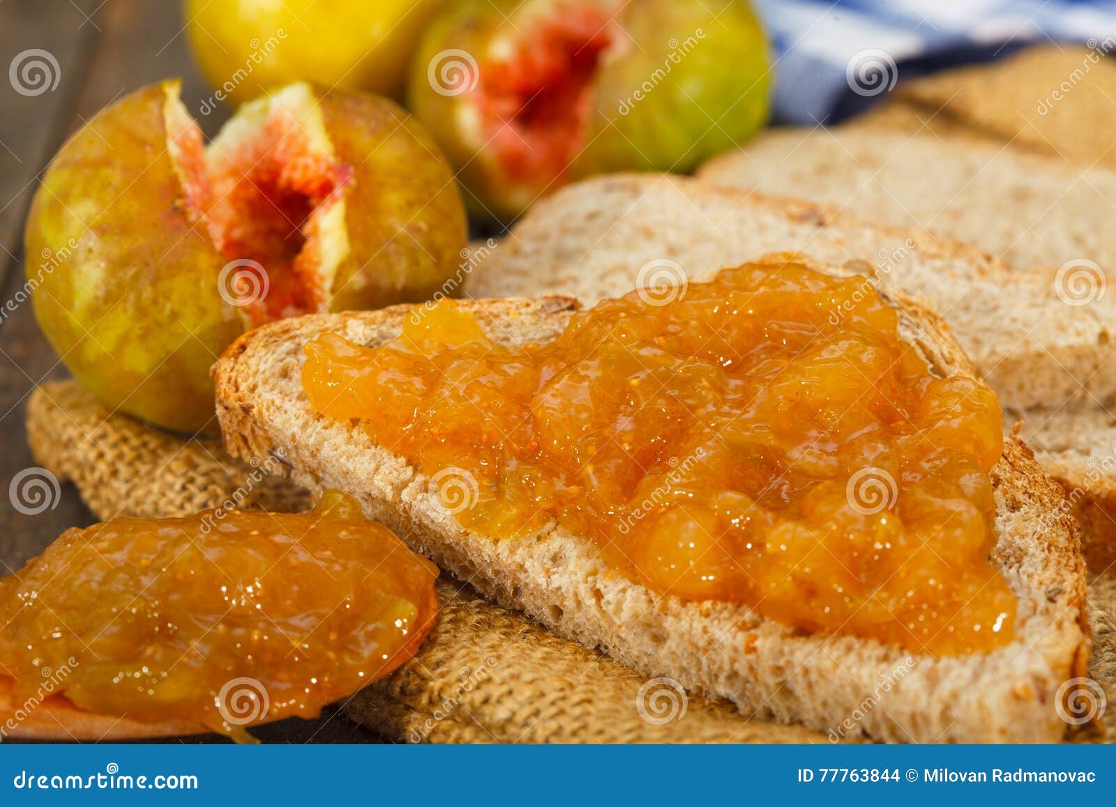Delicious Fresh Homemade Fig Jam Stock Photo - Image of bread, slice ...