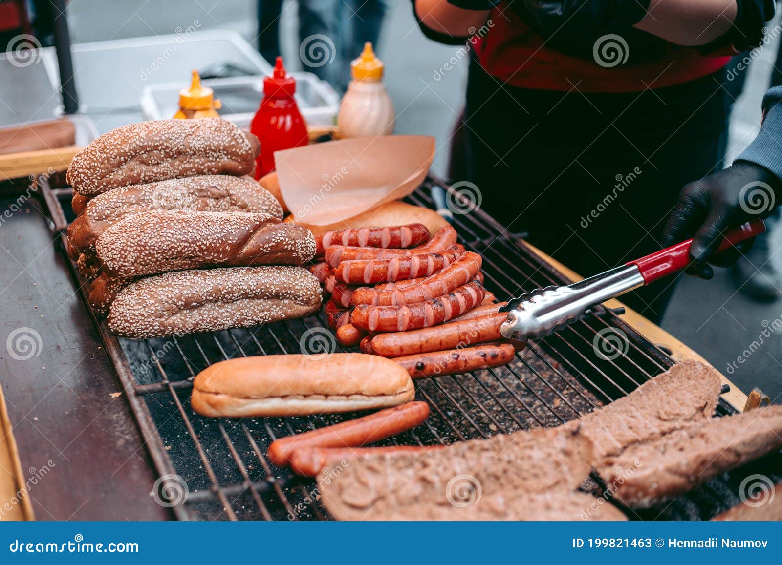 Delicious Fresh Hot Dogs on the Grill Stock Image - Image of hotdog ...