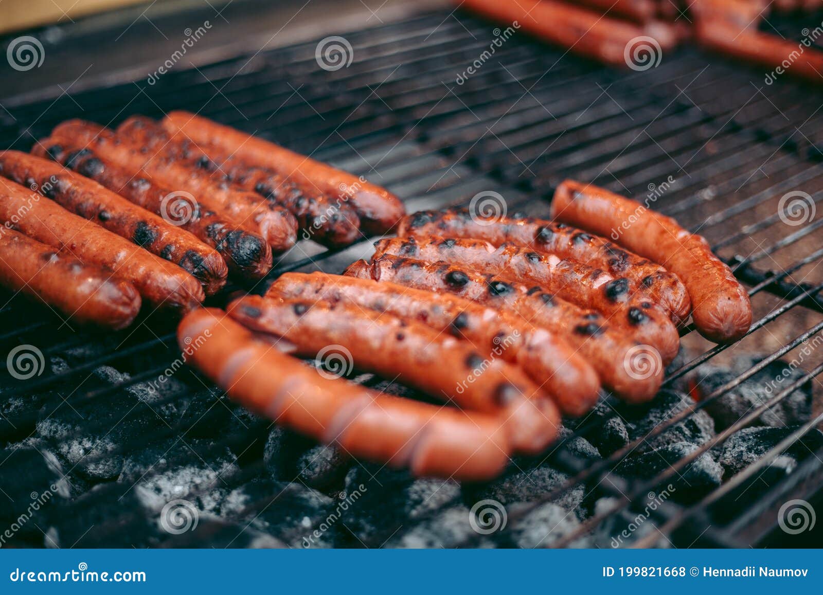 Delicious Fresh Hot Dogs on the Grill Stock Photo - Image of meat ...