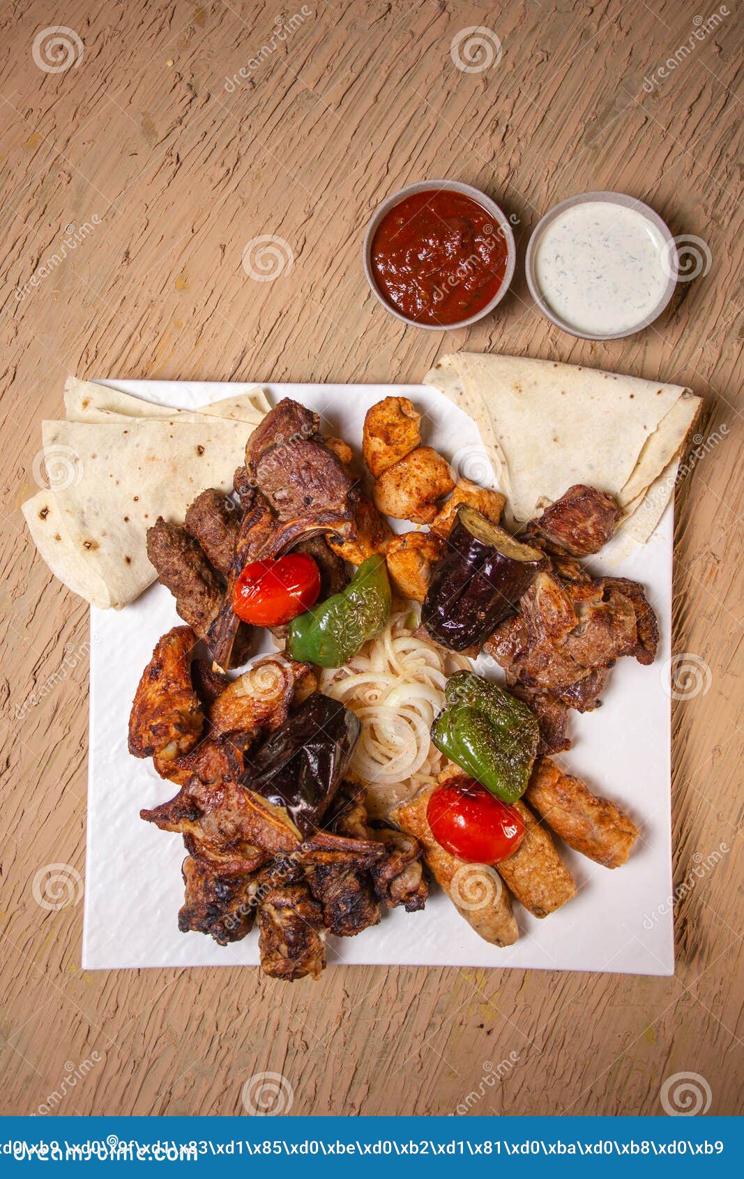 Delicious Fresh Kebab from Different Meats Top View Stock Photo - Image ...
