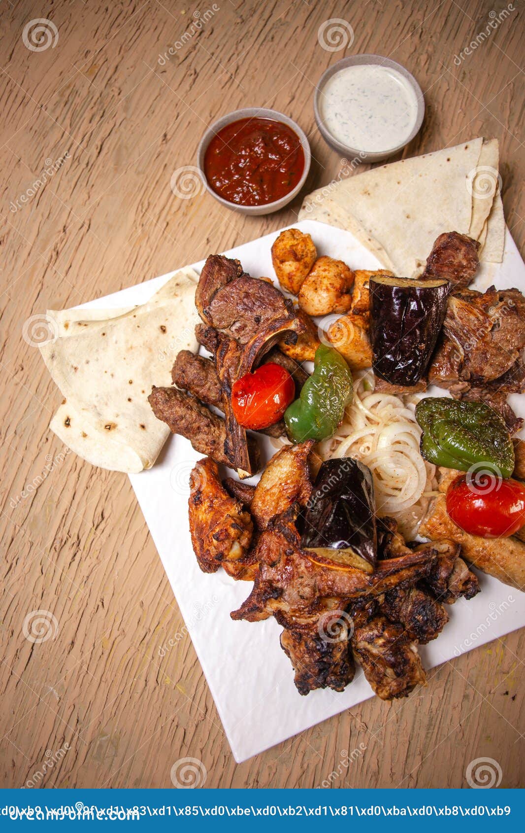 Delicious Fresh Kebab from Different Meats Top View Stock Image - Image ...