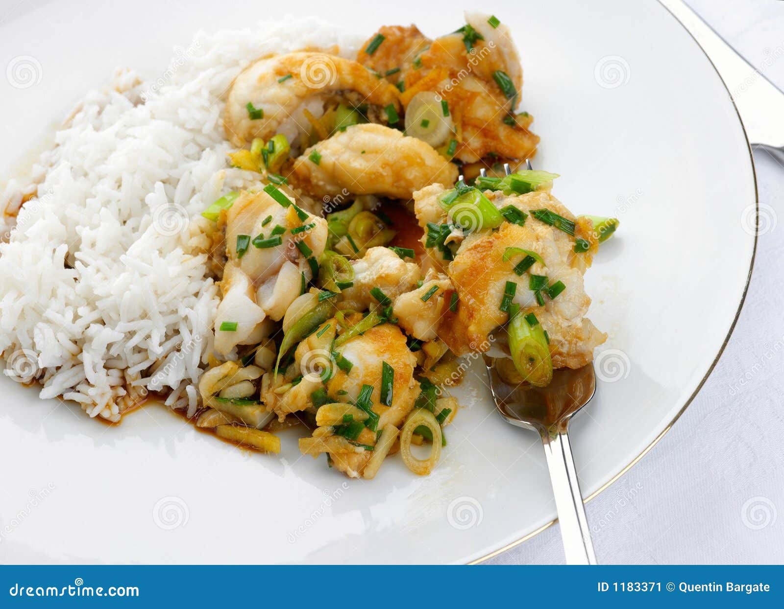 Delicious Fresh Monkfish Meal Stock Image - Image of dinner, chives ...