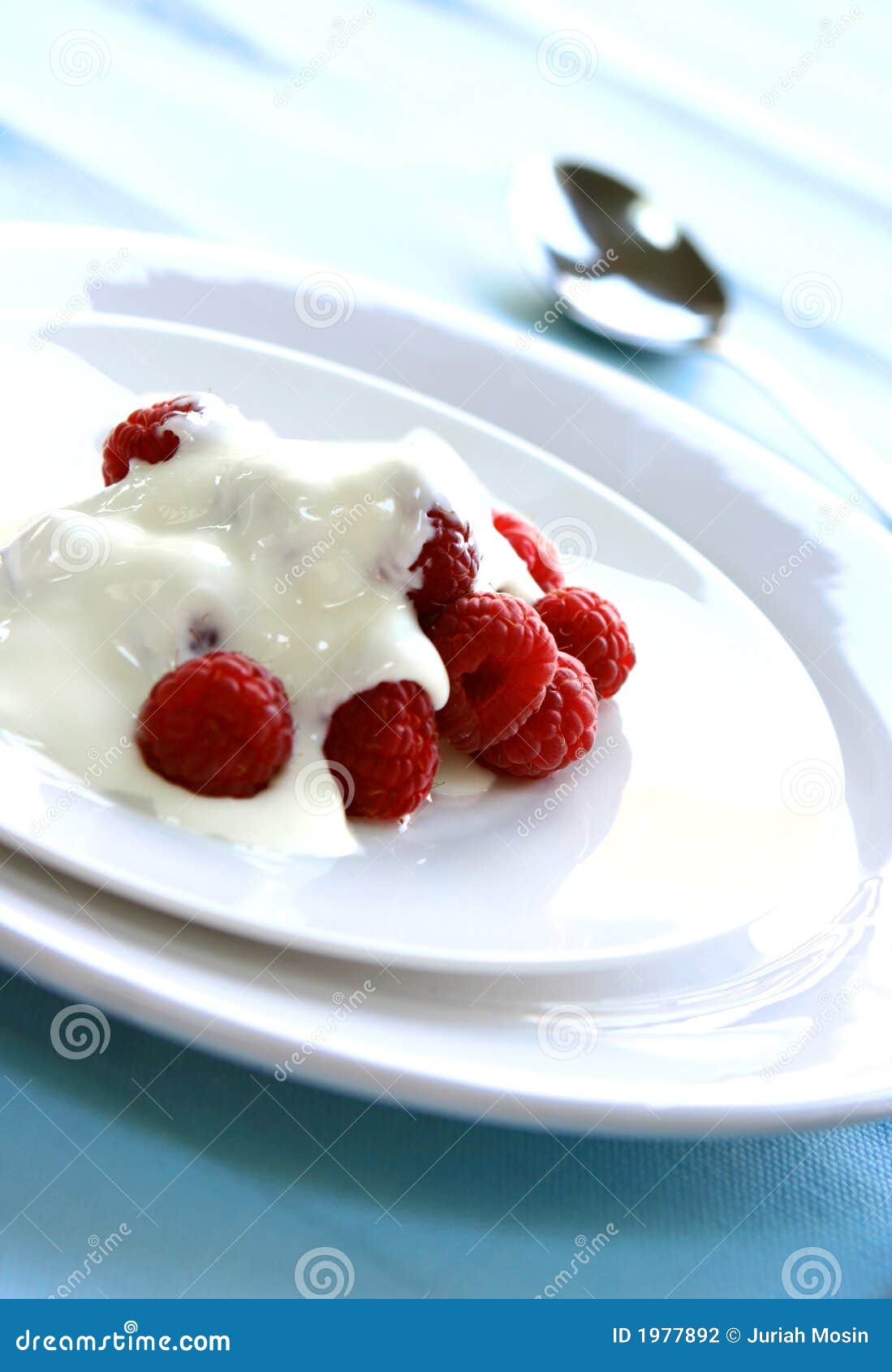 Delicious Fresh Raspberries Served with Yogurt Stock Photo - Image of ...