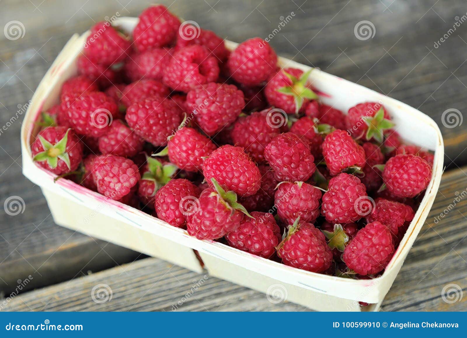 Delicious Fresh Raspberry in the Wooden Basket Stock Photo - Image of ...