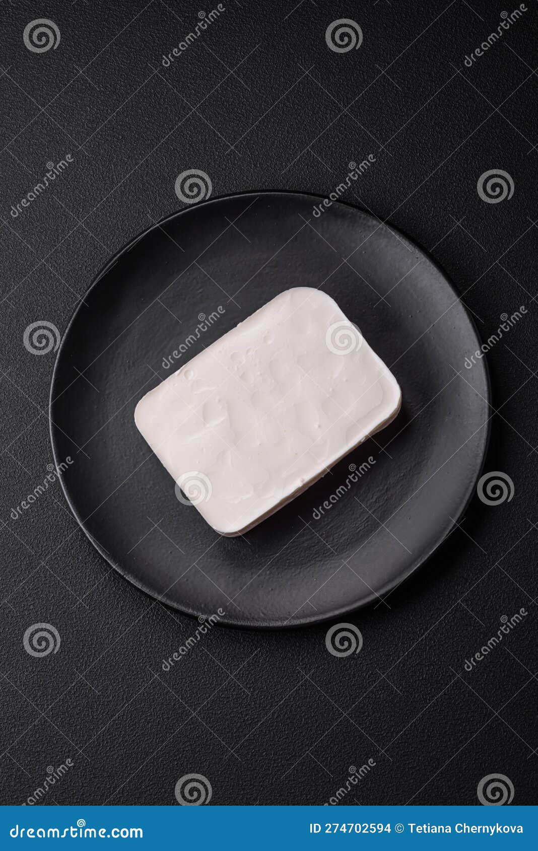 Delicious Fresh Rectangular Shaped Feta Cheese with Spices and ...