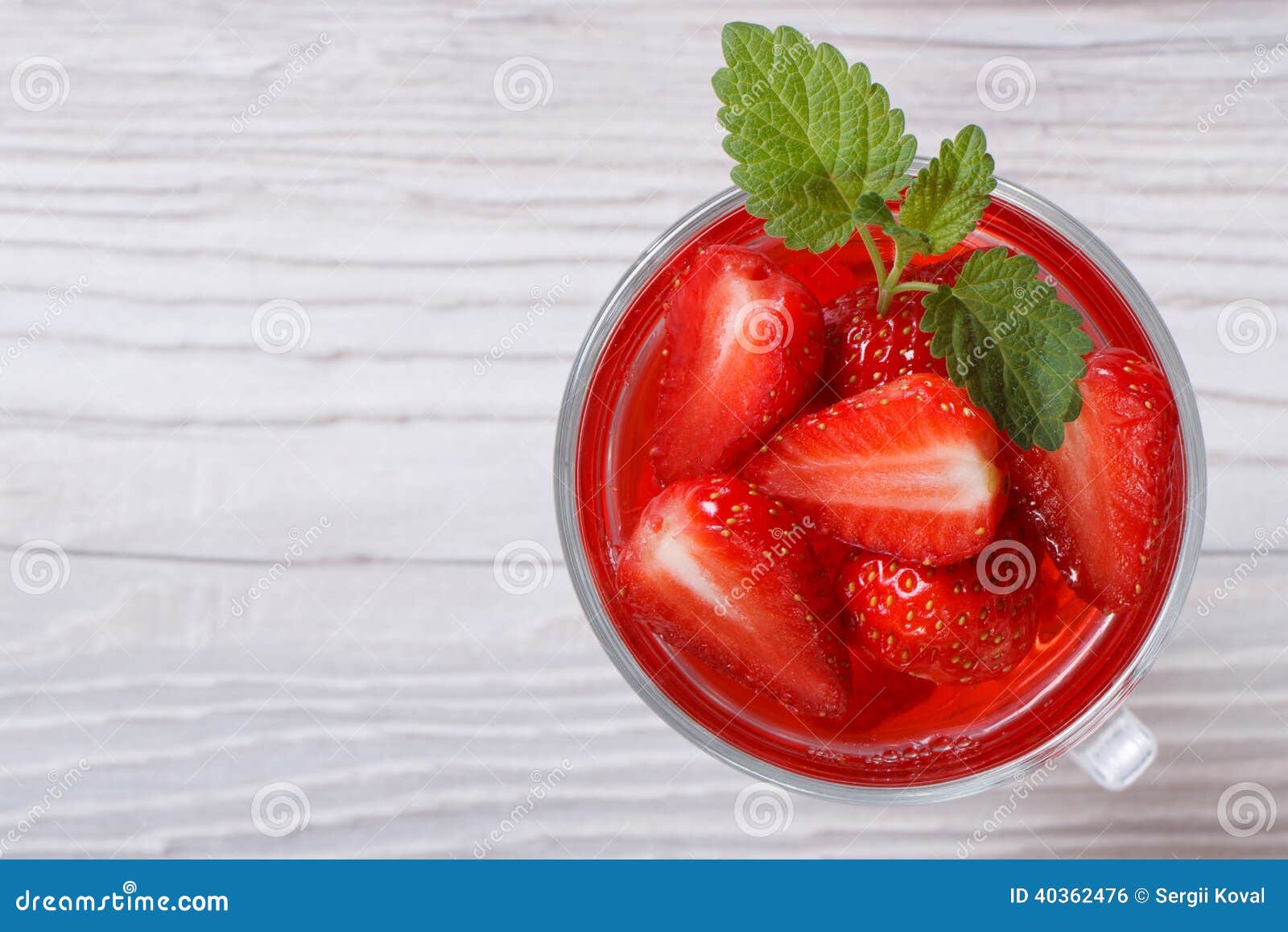 Delicious Fresh Strawberry Drink Top View Stock Photo - Image of ...