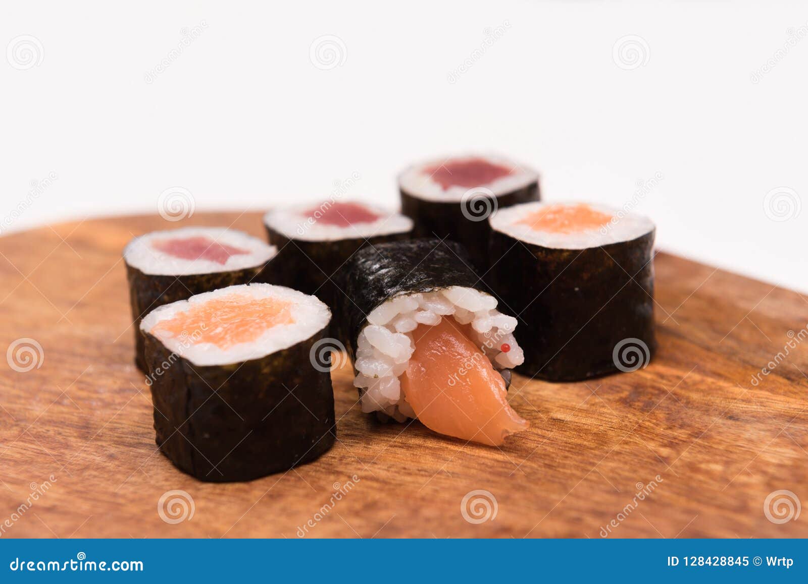 Sushi with fish stock image. Image of lunch, salmon - 128428845