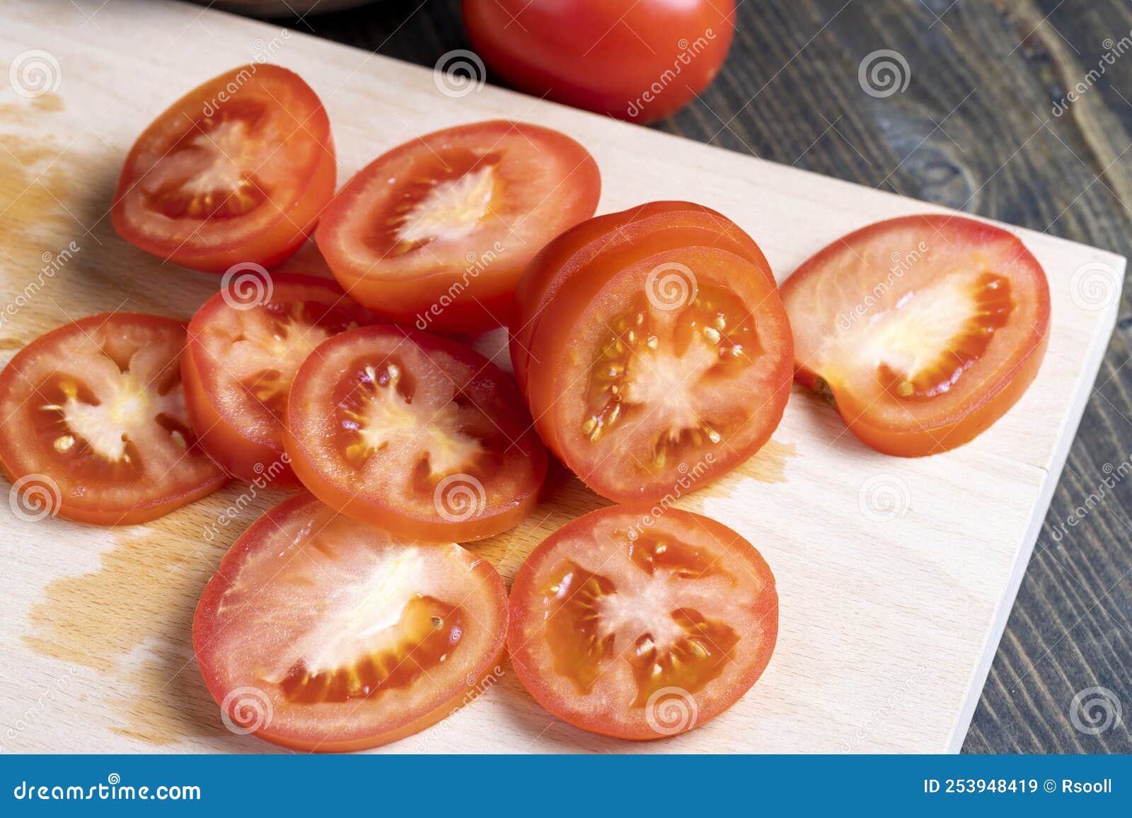 Delicious Fresh Tomato Cut into Chunks on the Table Stock Image - Image ...