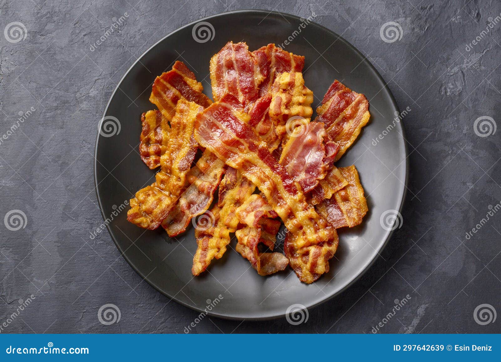 Delicious Fried Bacon Served on Plate Stock Image - Image of cuisine ...