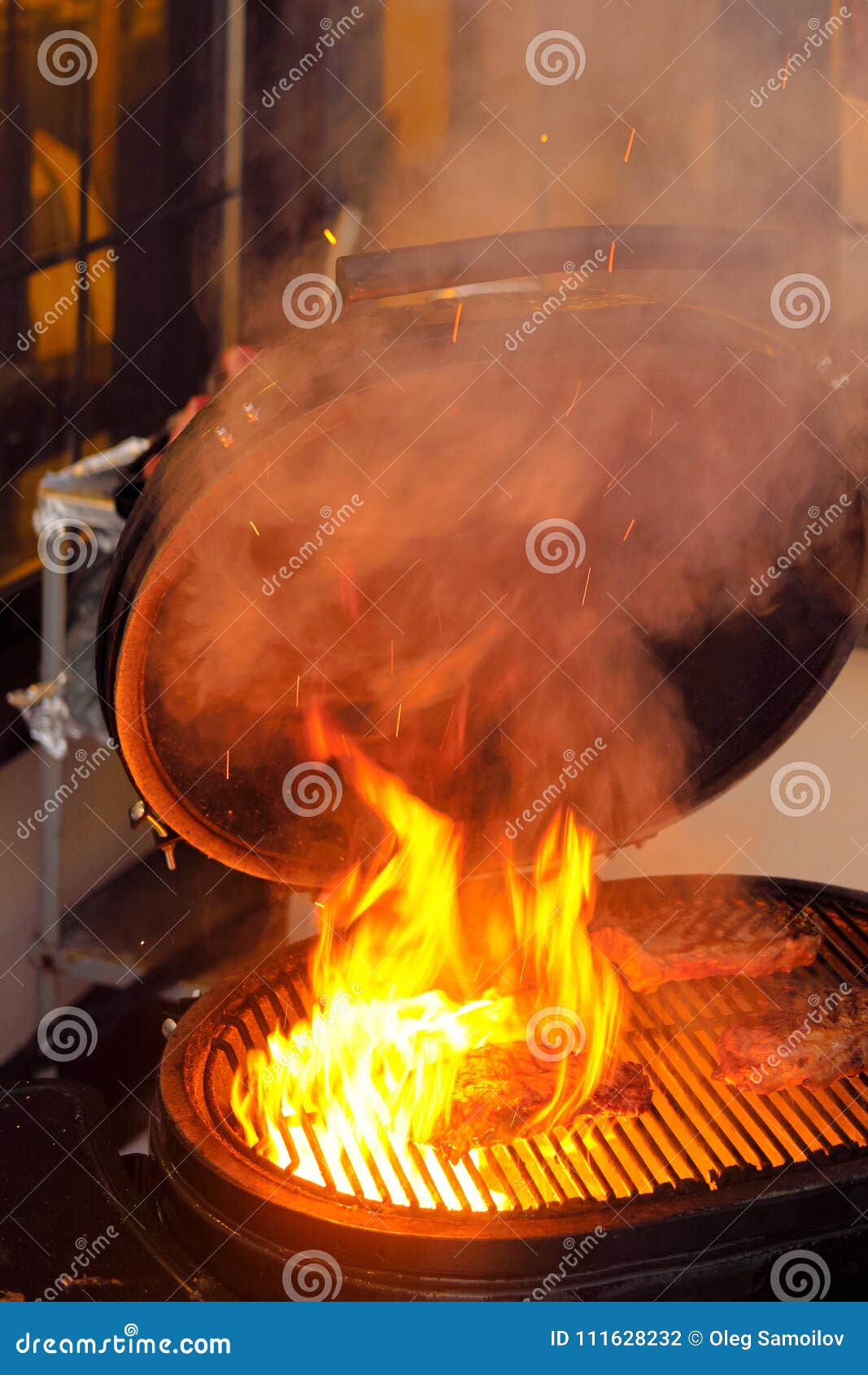 Delicious Fried Beef Steak on an Open Fire Stock Photo - Image of ...