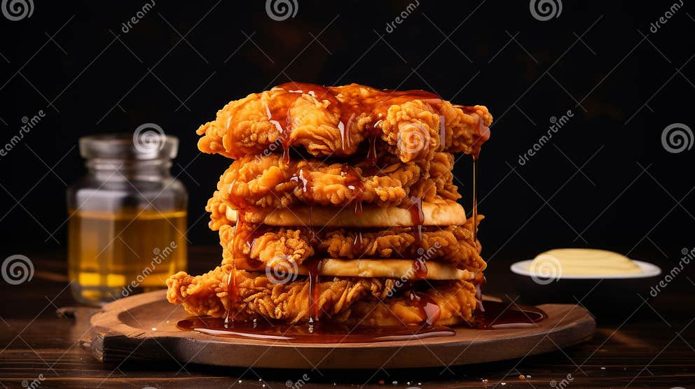 Delicious Fried Chicken Stack Crispy Skin Stock Illustration ...
