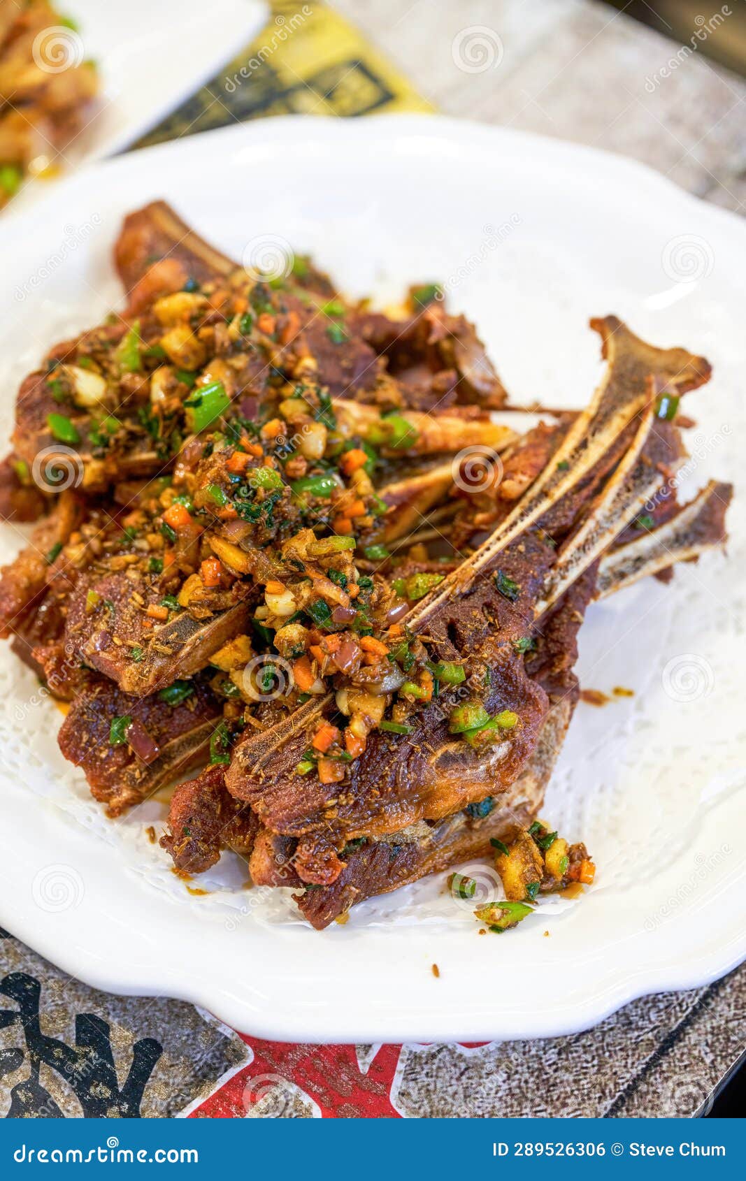 A Delicious Fried Pork Fan Bone with Salt and Pepper Stock Photo ...
